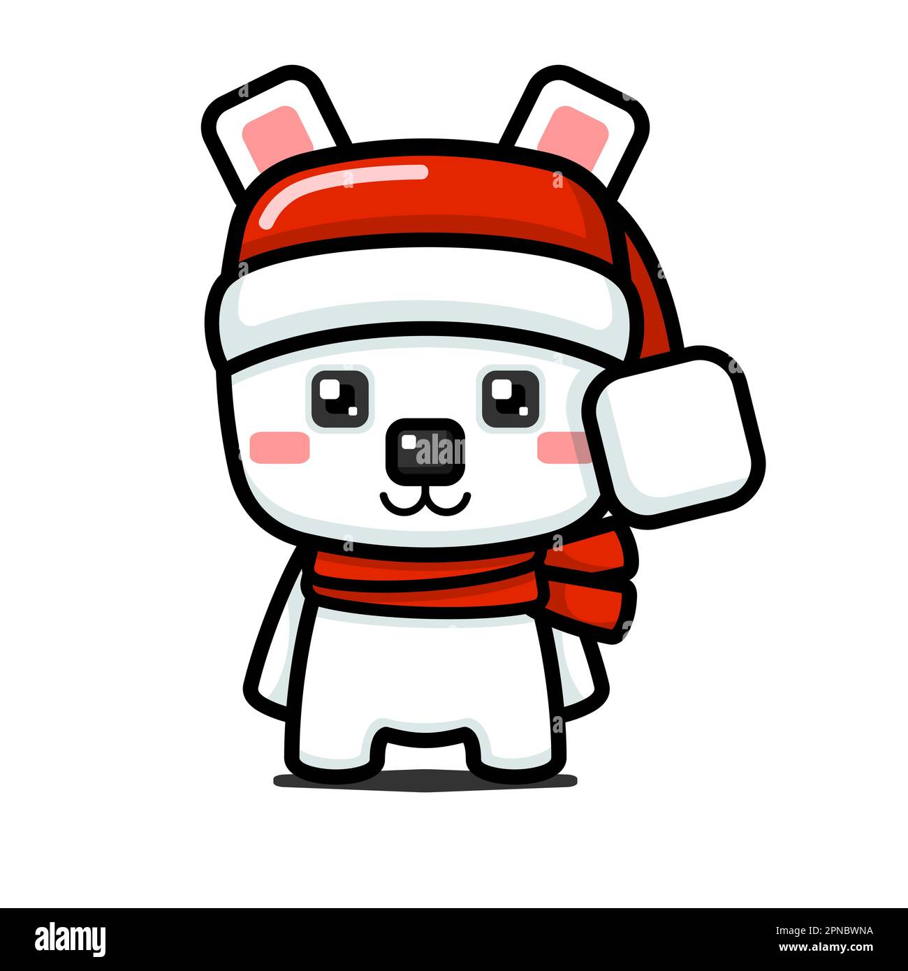 Cube Style Cute Polar Bear with Santa Claus Hat Stock Vector Image ...