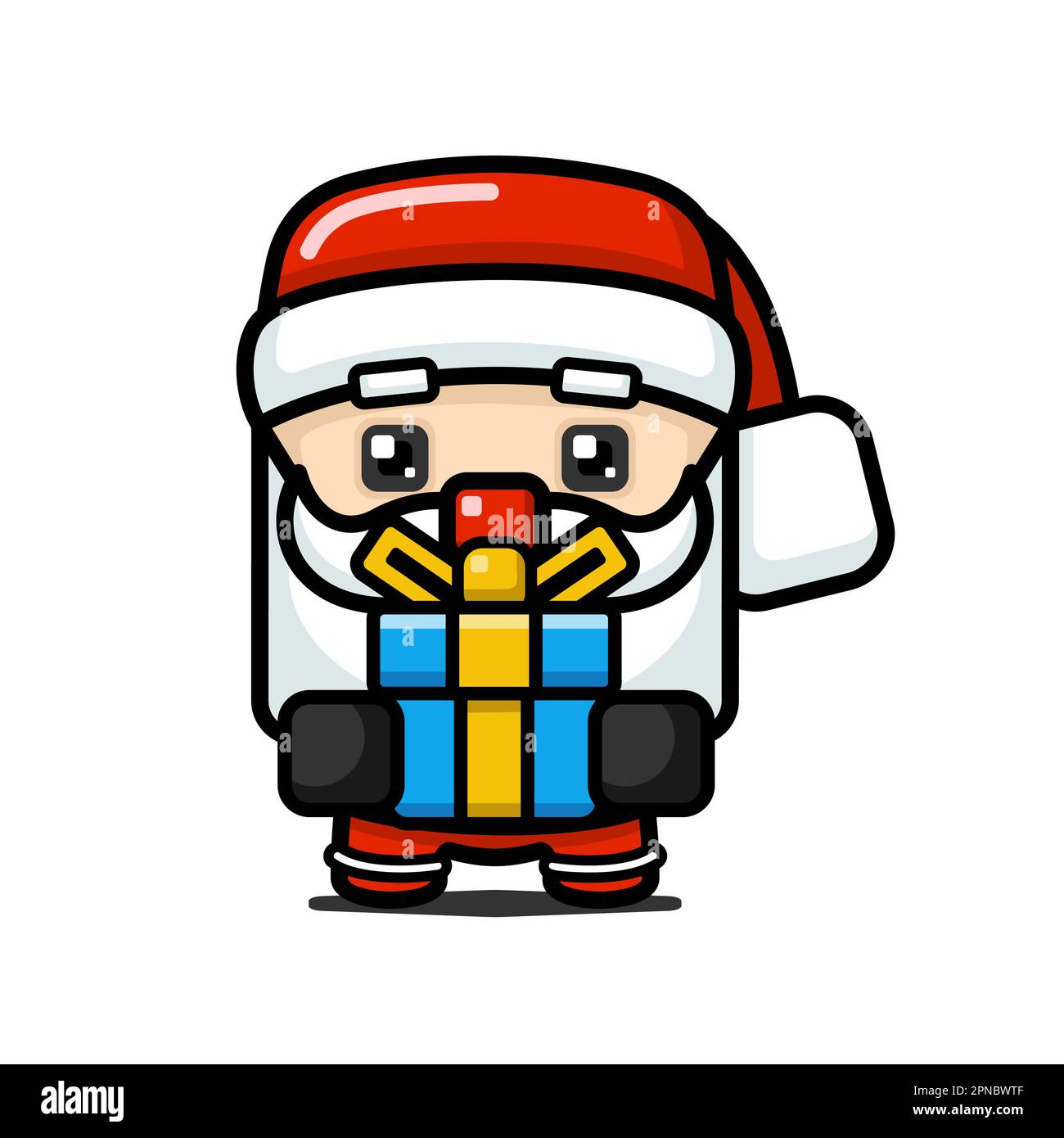 Cube Style Cute Santa Claus Holding Presents Box Stock Vector Image ...