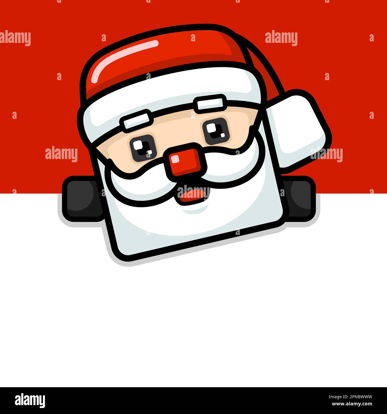 Cube Style Cute Santa Claus Peeking Stock Vector Image & Art - Alamy