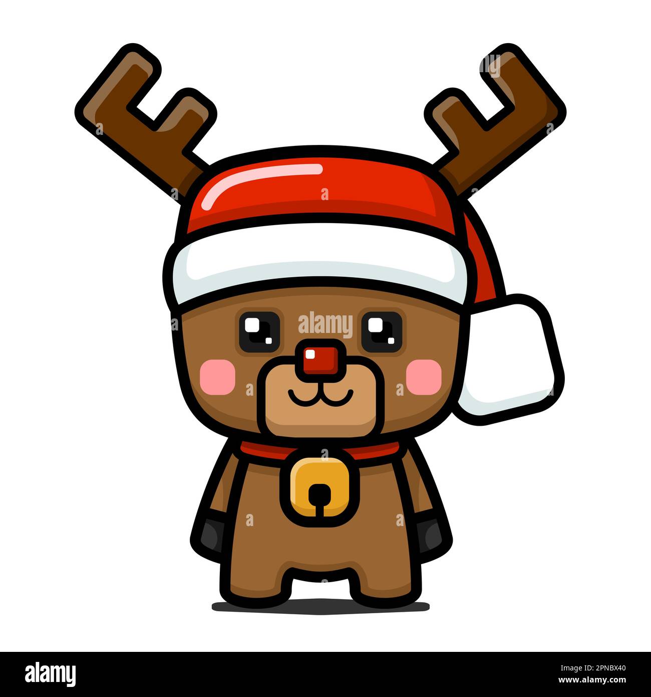 Cube Style Cute Christmas Reindeer Character Stock Vector Image & Art ...