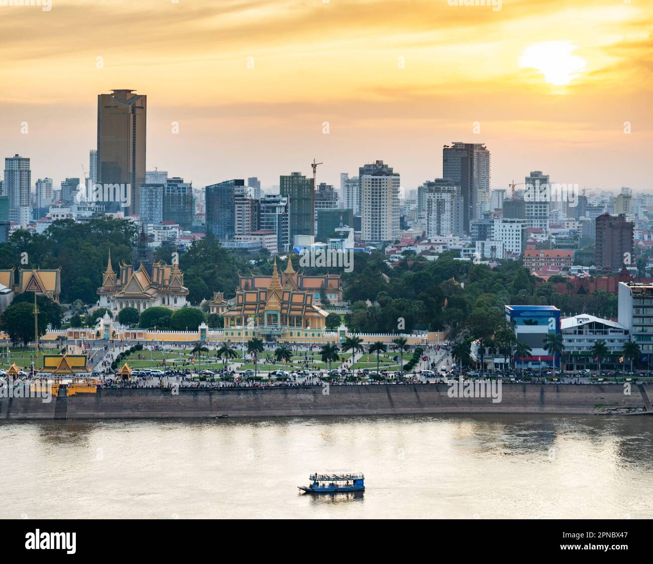 Rooftop view,looking across to the Riverside area of Cambodia's capital ...