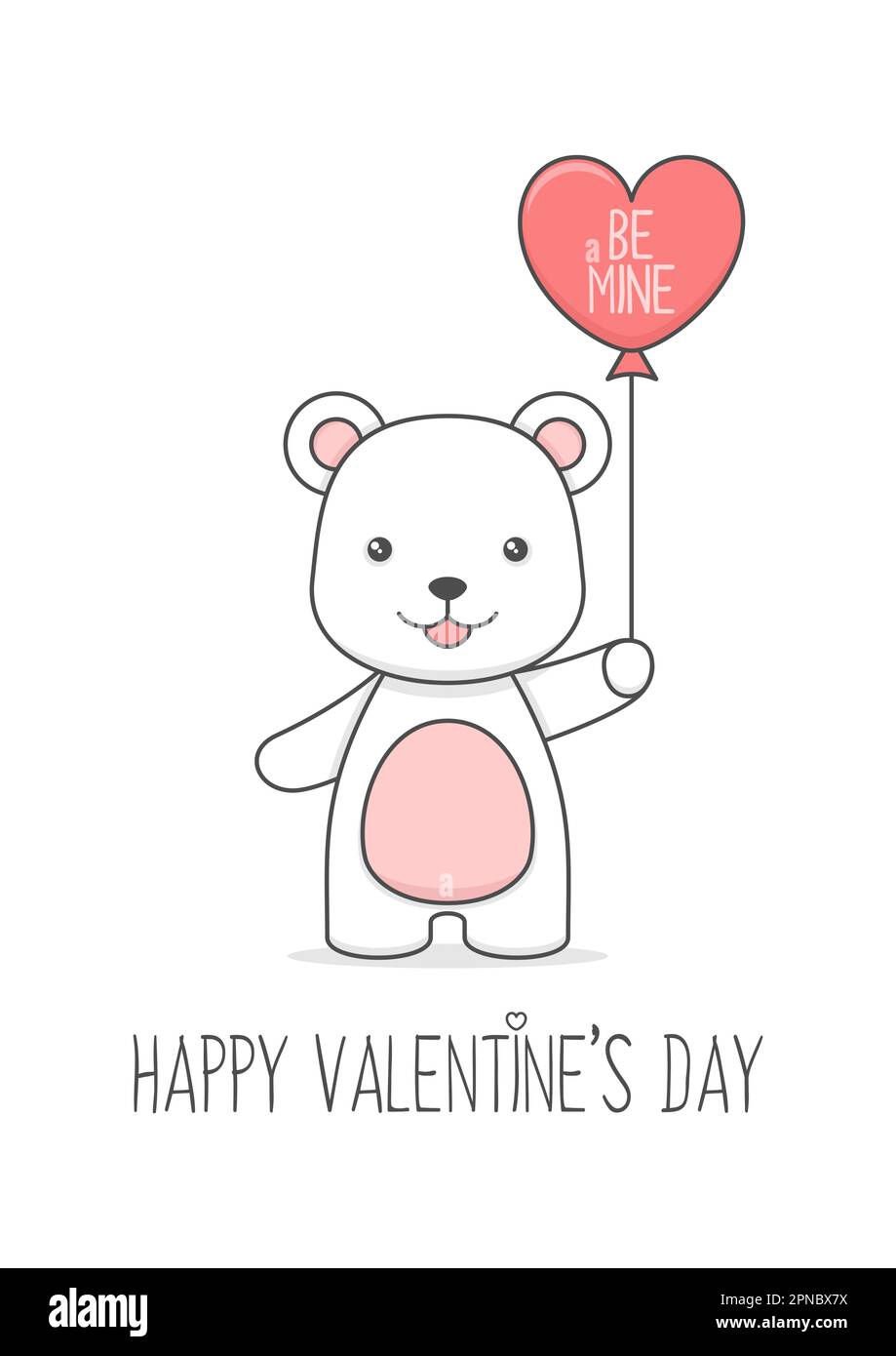 Cute Polar Bear Holding Balloon Letter Valentines Day Stock Vector ...