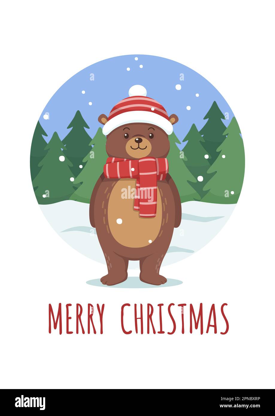Cute Merry Christmas Bear With Background Stock Vector Image & Art - Alamy