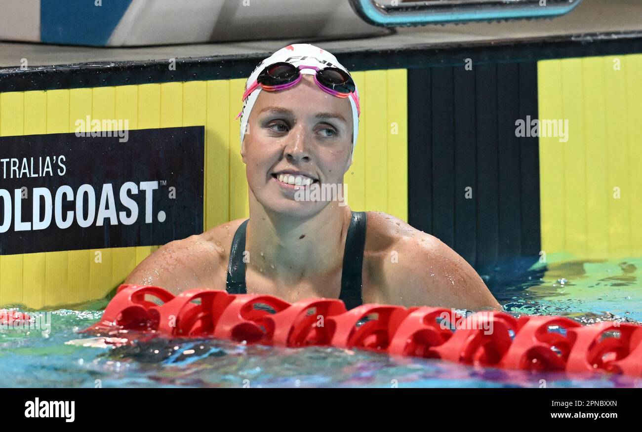 Abbey Harkin is seen after winning the final of the Women's 100 metre ...