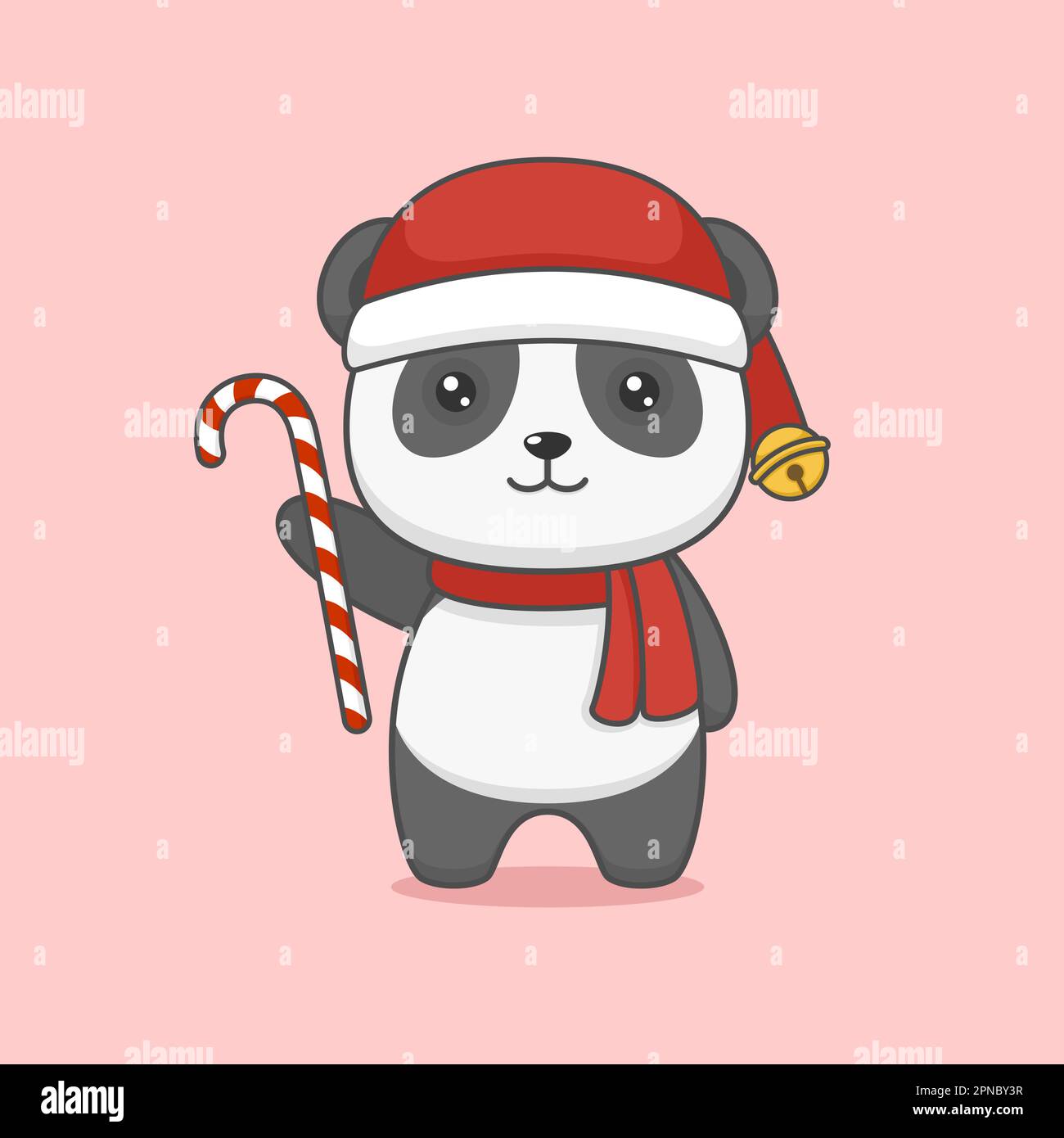 Cute Cartoon Christmas Panda Bear Stock Vector Image & Art - Alamy