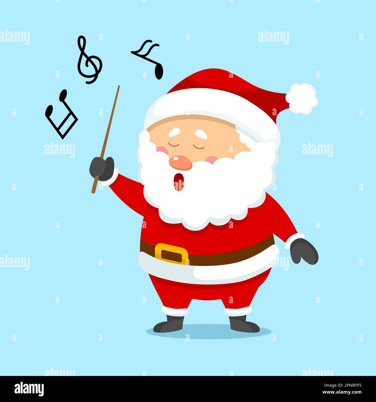 Cute Christmas Santa Claus Singing Stock Vector Image & Art - Alamy