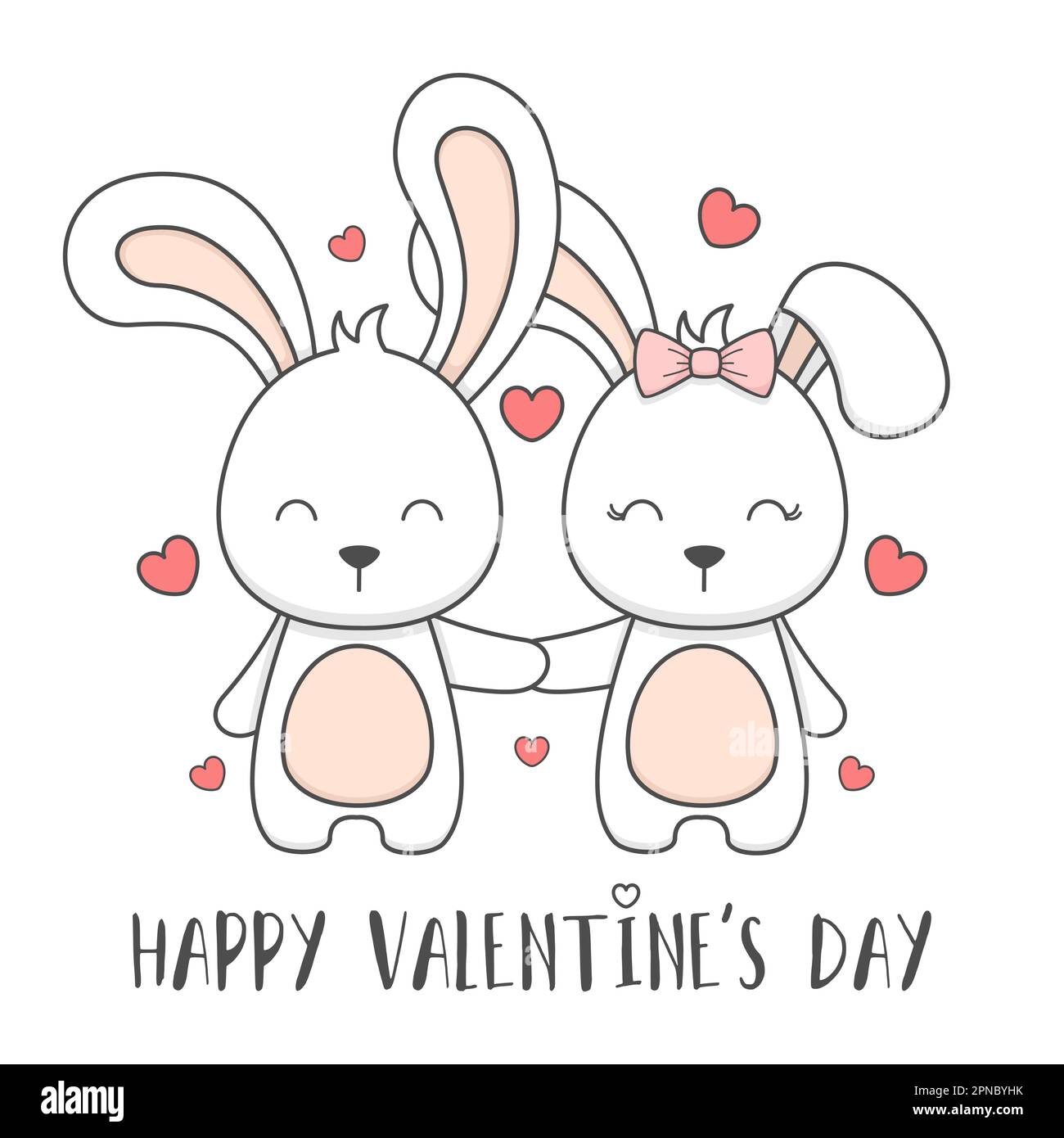 Cute Boy And Girl Bunny Valentines Day Stock Vector Image & Art - Alamy