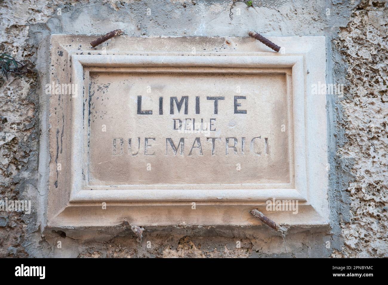 plaque marking the boundary of the two districts (matrices) San Pietro ...