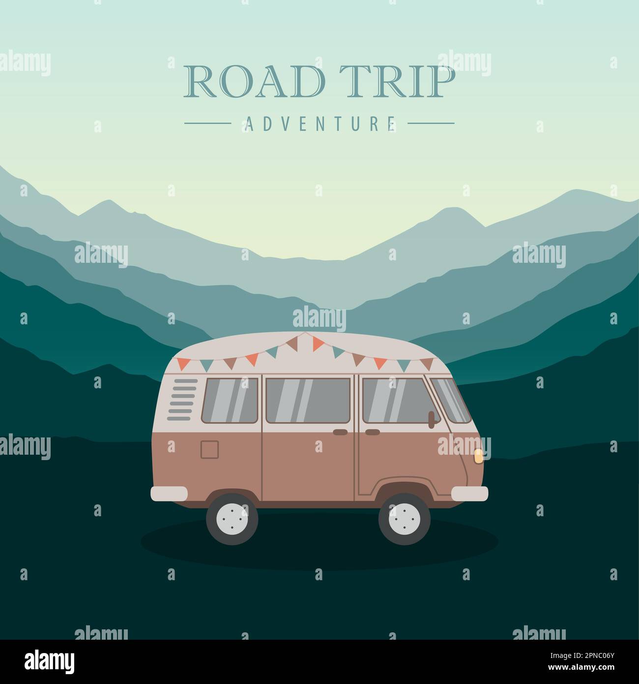 camper van summer holiday road trip adventure Stock Vector Image & Art ...
