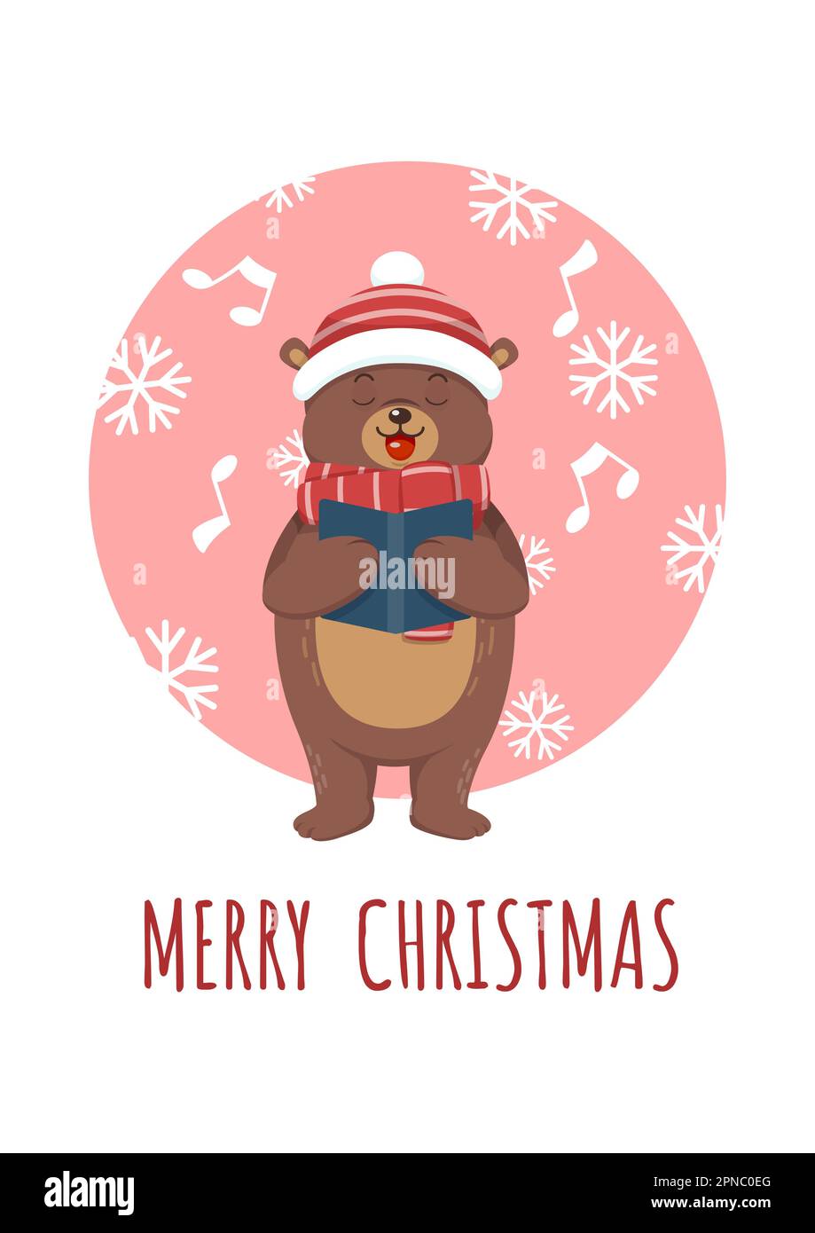 Cute Merry Christmas Bear Singing Stock Vector Image & Art - Alamy