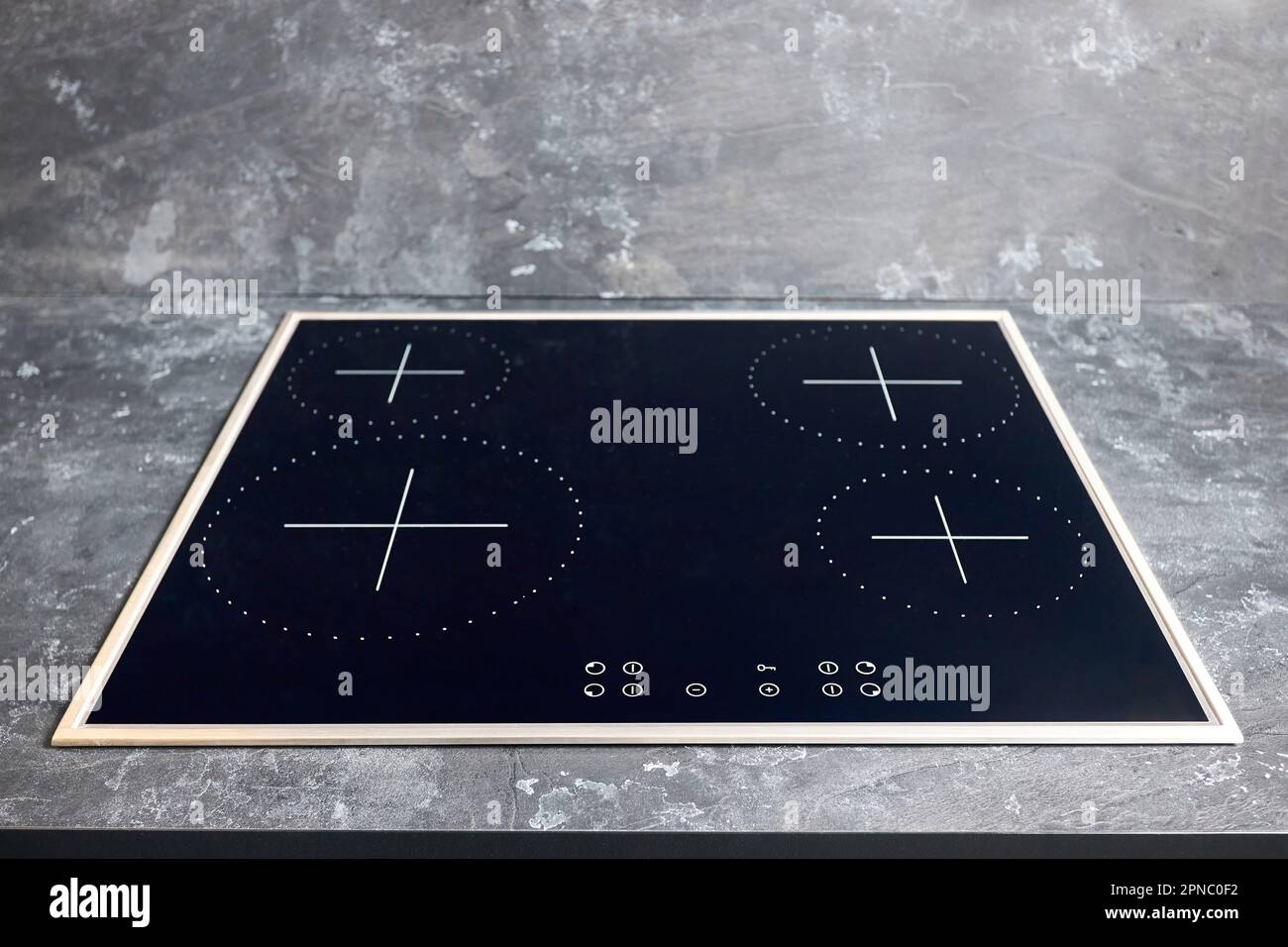 Flat cooktop cooking induction electric built black stove. Grey ...