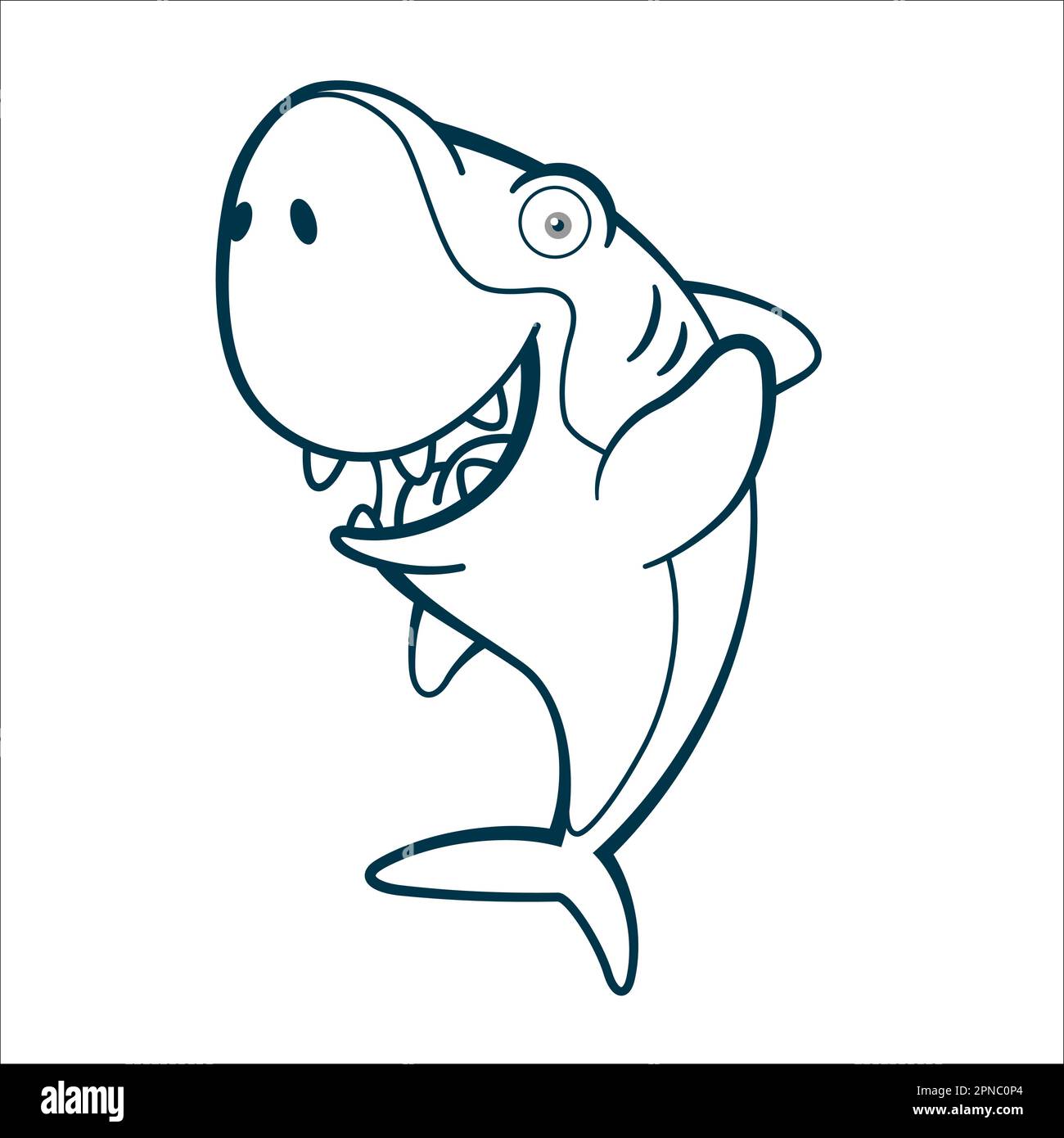 Cartoon Sharck Waving Fin Outline Stock Vector Image & Art - Alamy