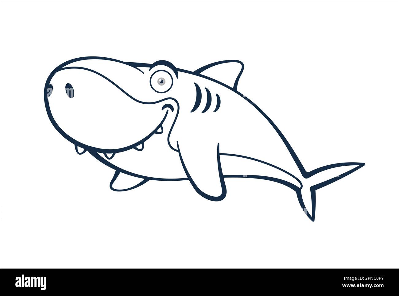 Shark With Smile Cartoon Character Outline Stock Vector Image & Art - Alamy