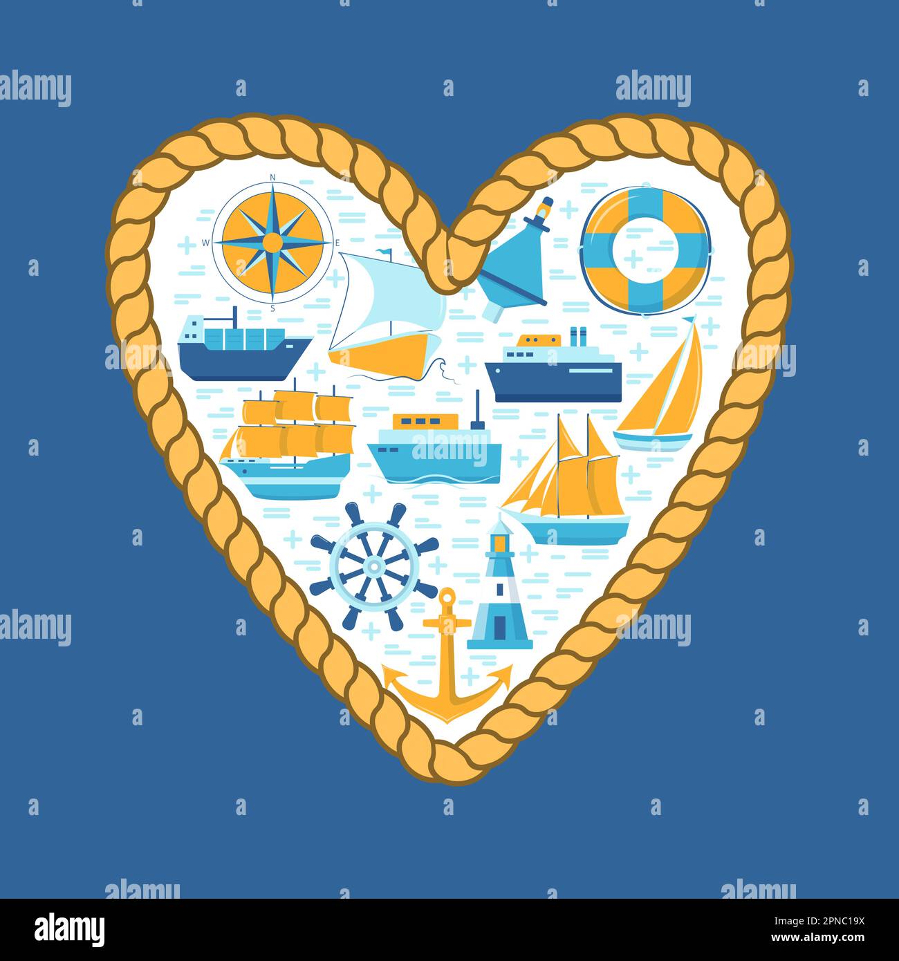 Ocean spirit concept banner or poster template in flat style with ships ...