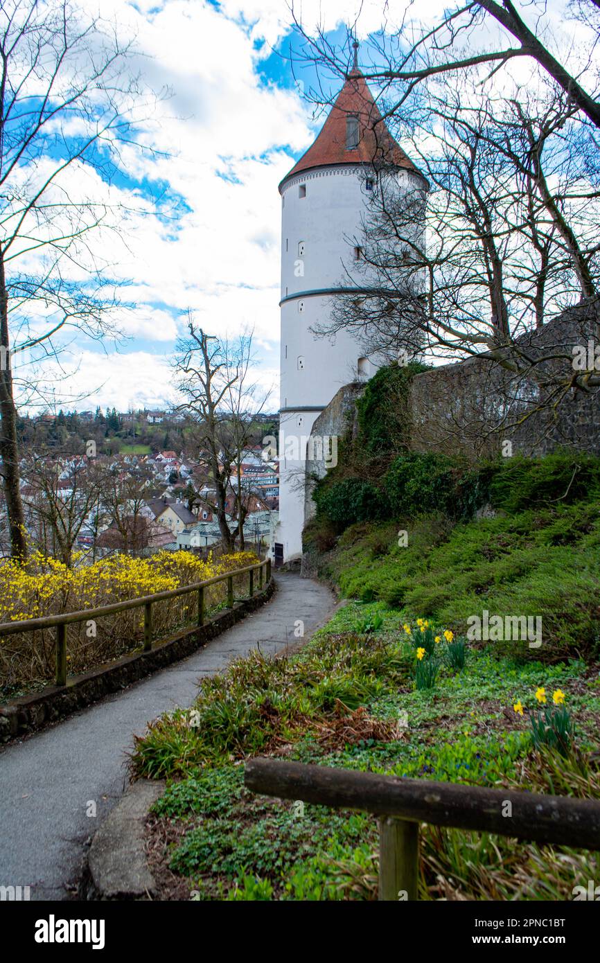 historic tower on top of the old town of Biberach an der Riss - germany ...