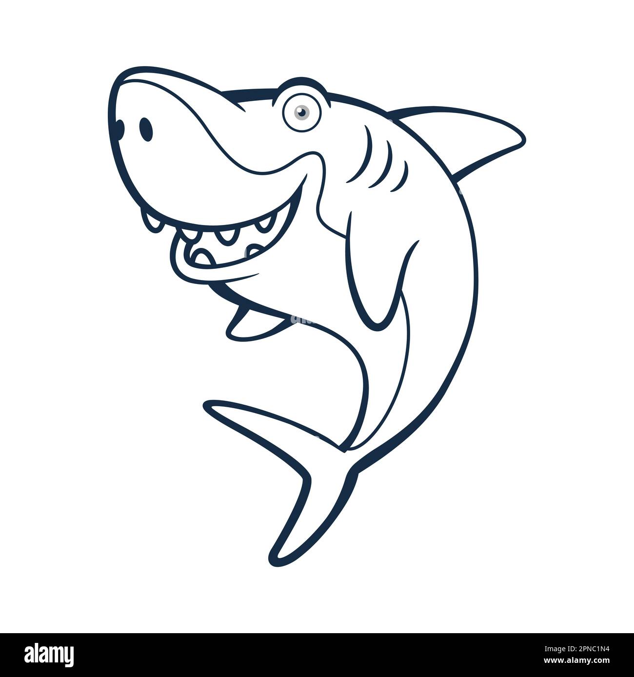 Smiling Shark Cartoon Character Outline Stock Vector Image & Art - Alamy