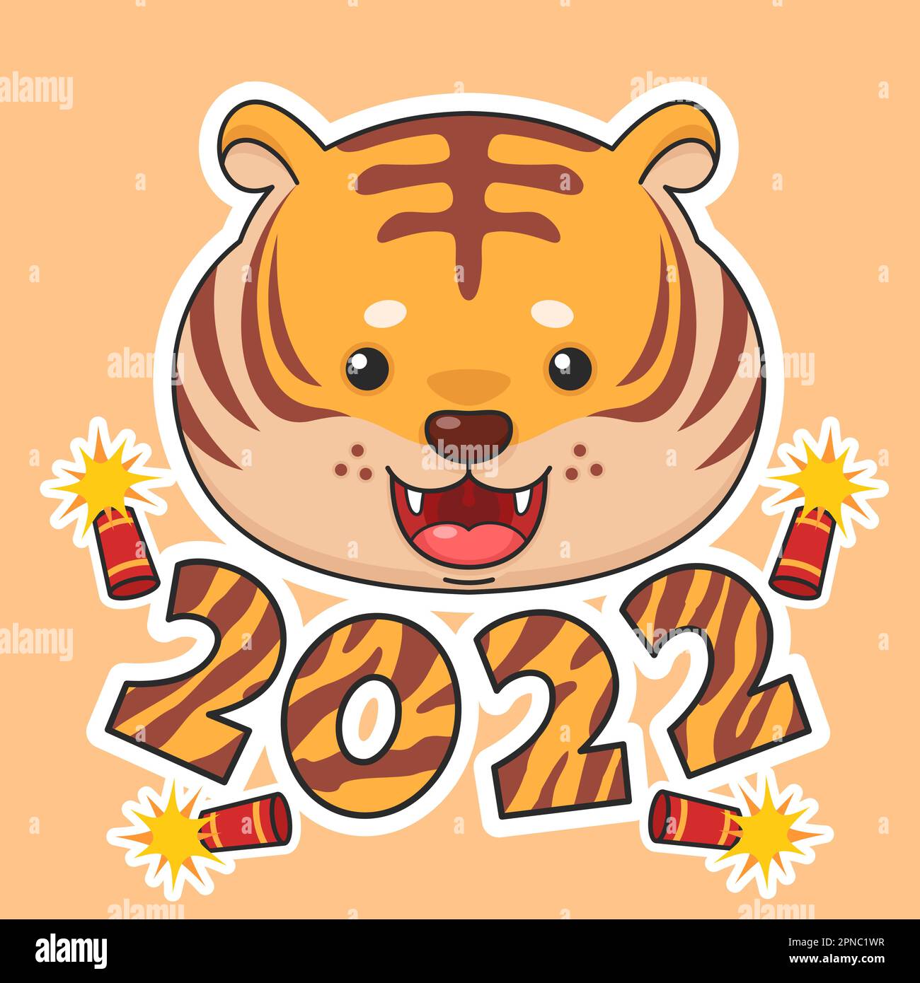 Cute Chinese New Year Tiger And Firecracker Stock Vector Image & Art ...