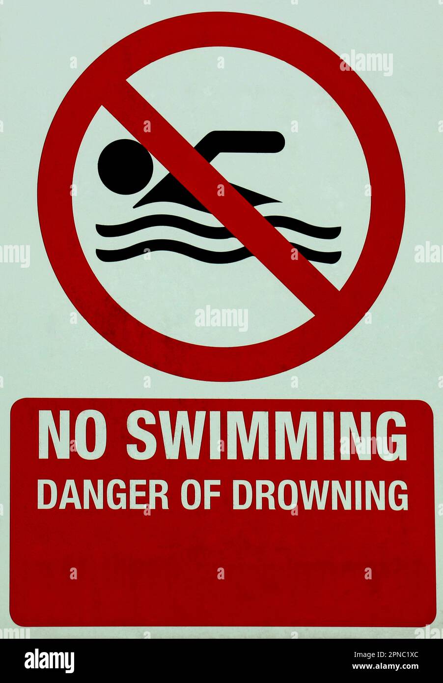 No swimming danger of drowning sign at a public park boating pond Stock ...