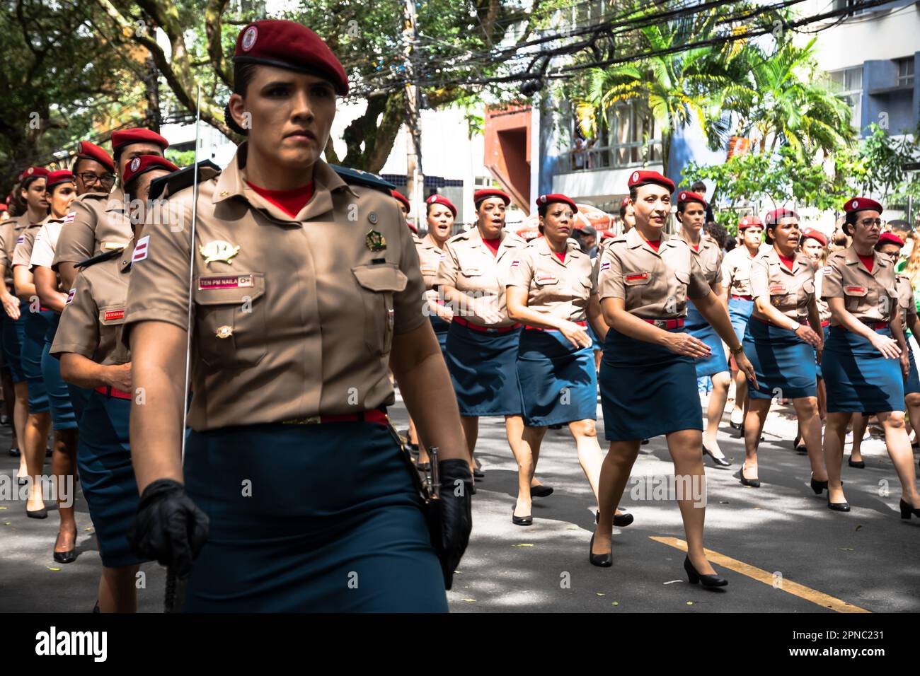 Salvador, Bahia, Brazil - September 07, 2022: Female soldiers of Bahias ...
