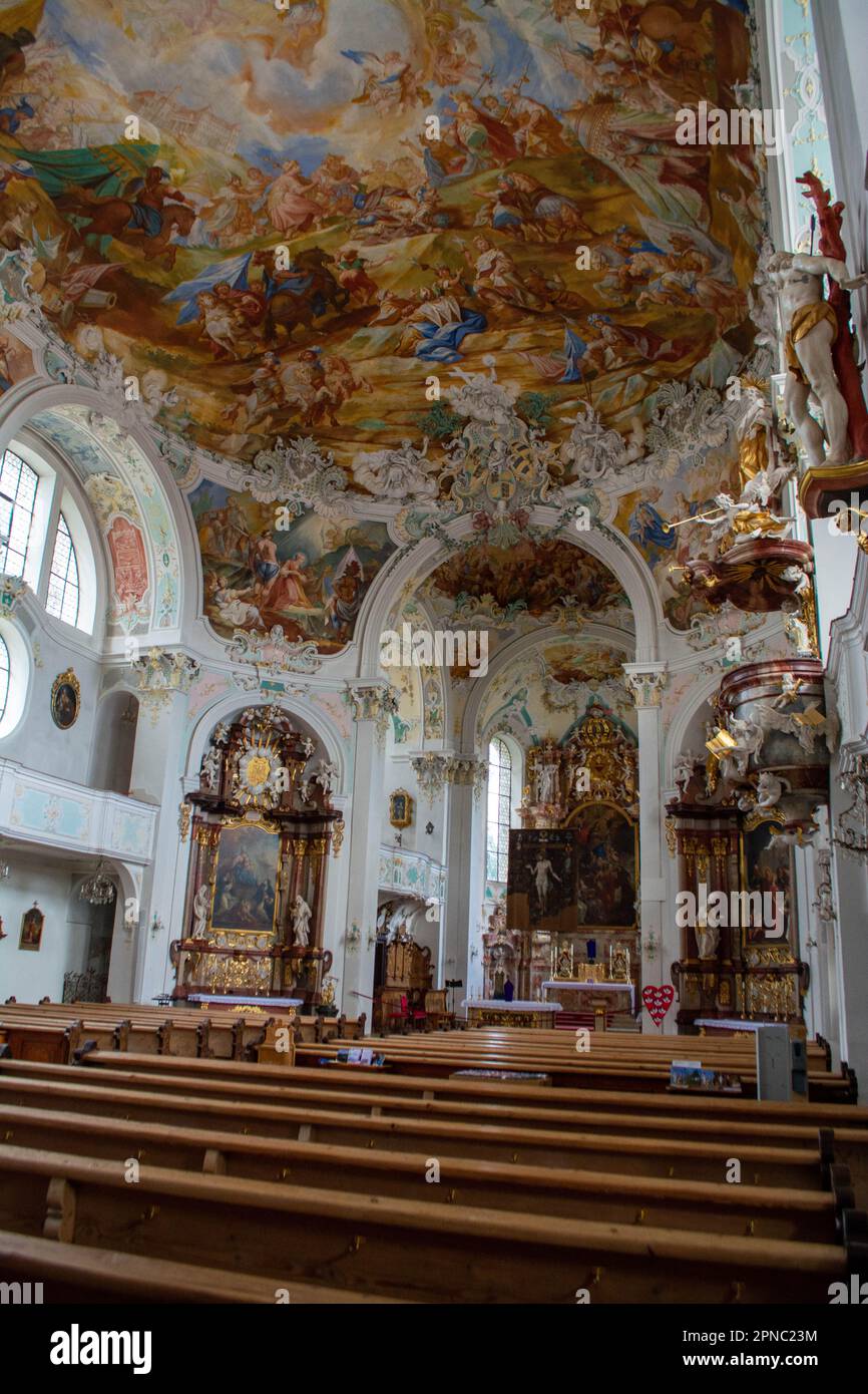 Wolfegg, GERMANY, inside of catholic St. Katharina church of Wolfegg ...