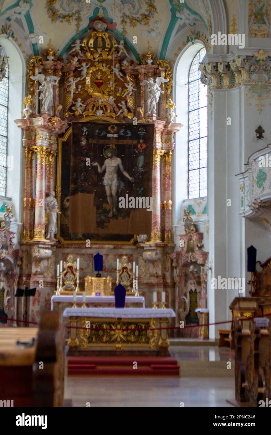 Wolfegg, GERMANY, inside of catholic St. Katharina church of Wolfegg ...