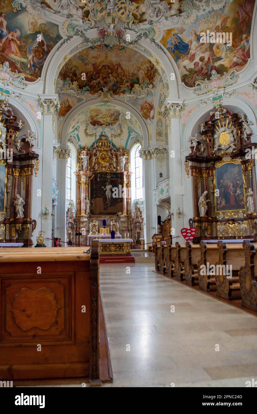 Wolfegg, GERMANY, inside of catholic St. Katharina church of Wolfegg ...