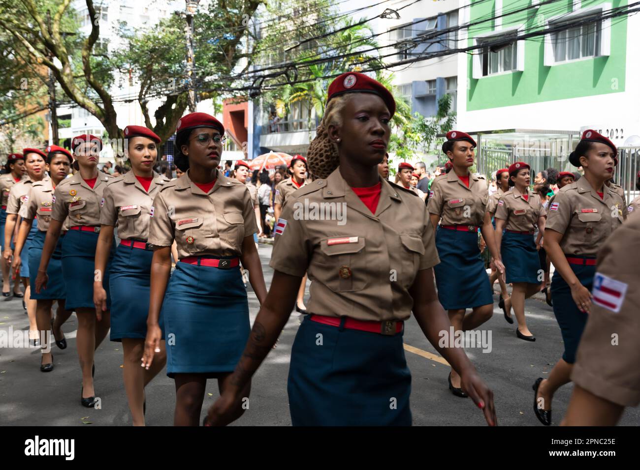 Salvador, Bahia, Brazil - September 07, 2022: Female soldiers of Bahias ...