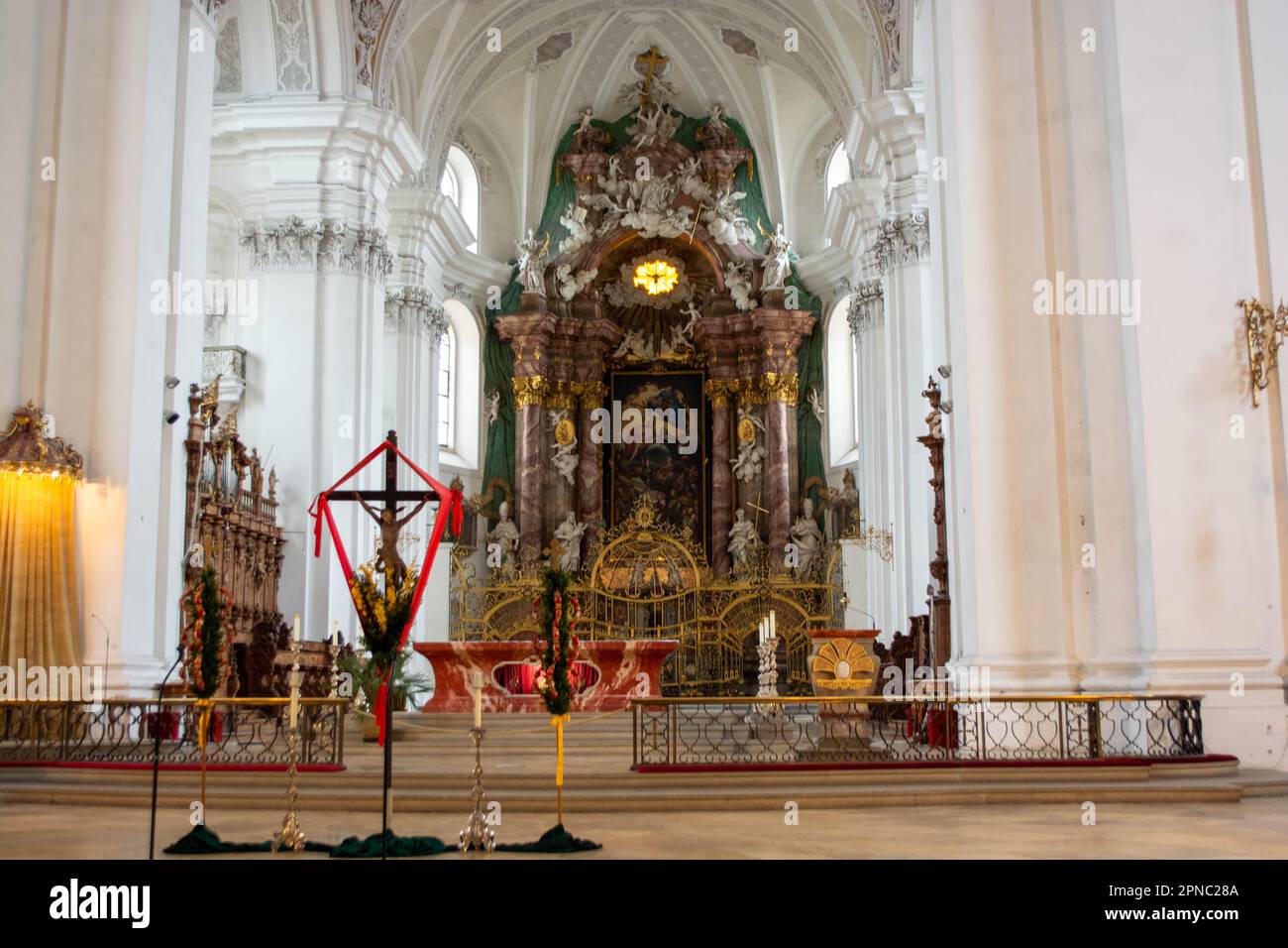 WEINGARTEN, GERMANY - April 2023: Interior of Basilica of St. Martin ...
