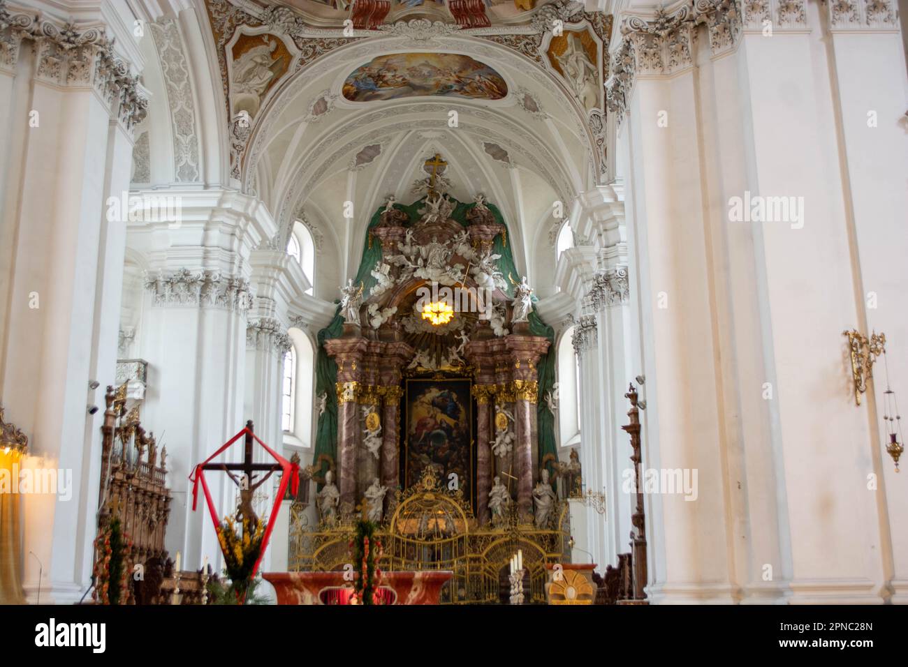 WEINGARTEN, GERMANY - April 2023: Interior of Basilica of St. Martin ...