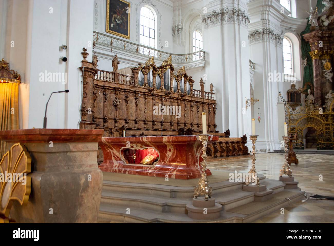 WEINGARTEN, GERMANY - April 2023: Interior of Basilica of St. Martin ...