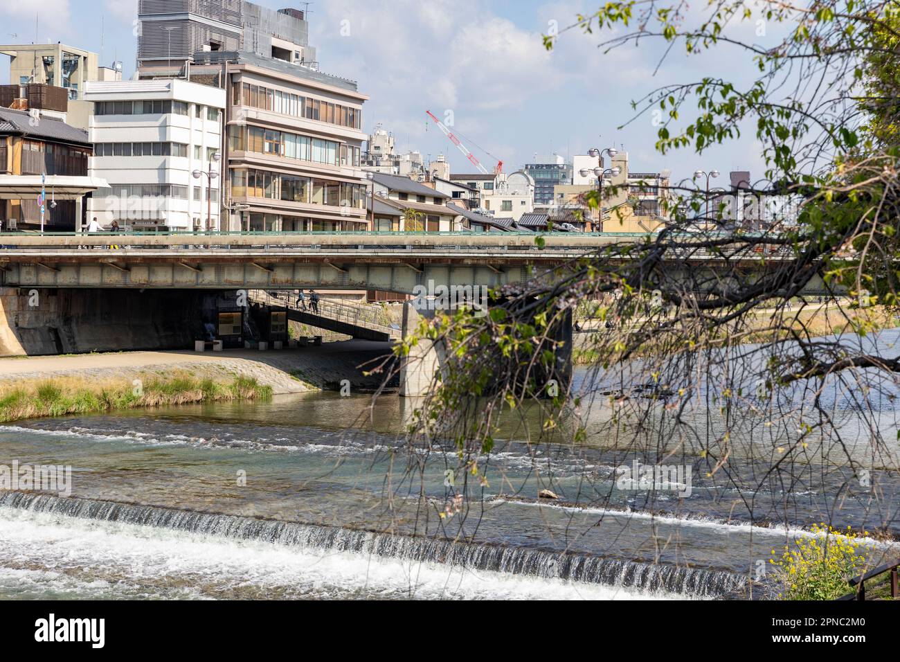 April 2023, Kyoto city centre Japan with river Kamo running through ...
