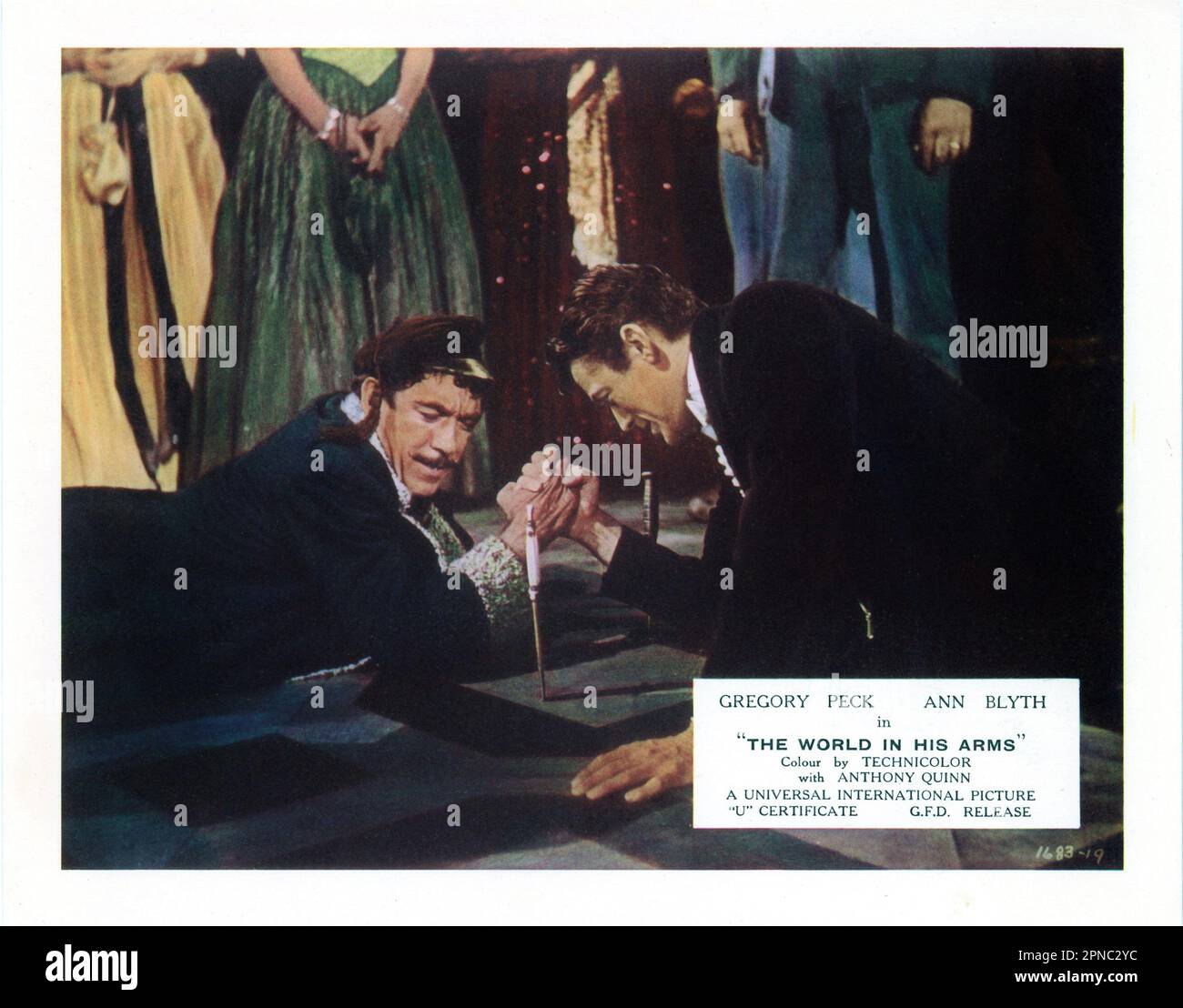 ANTHONY QUINN and GREGORY PEC K in THE WORLD IN HIS ARMS 1952 director ...
