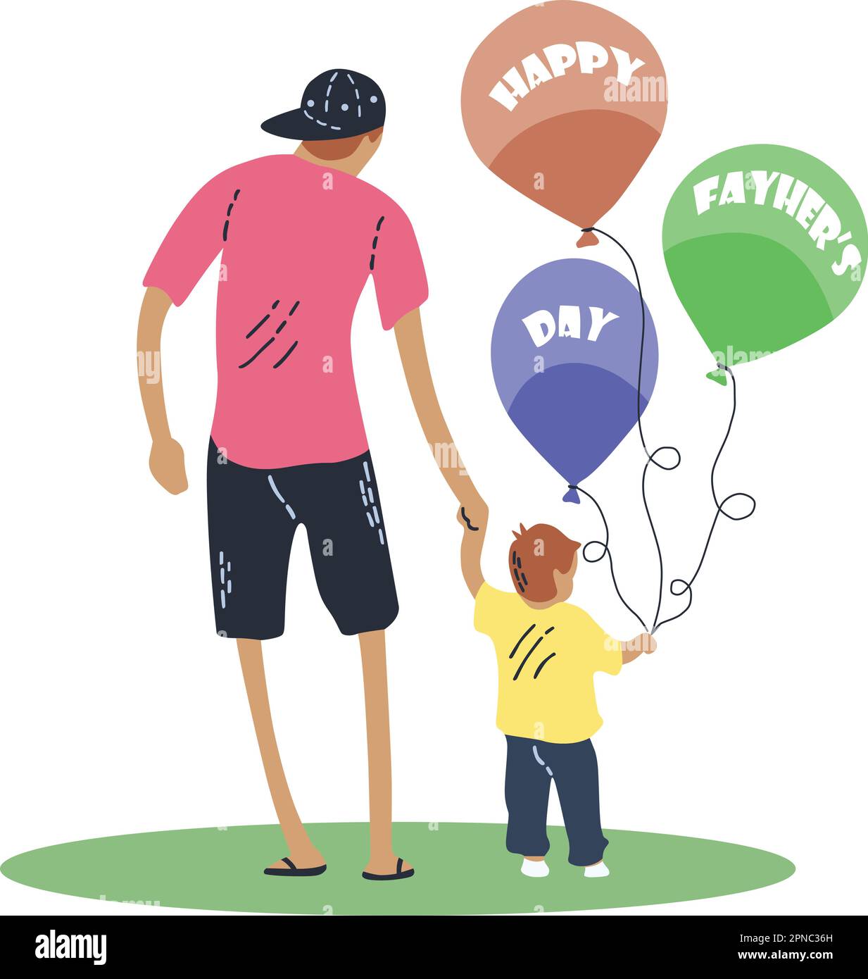 Father's Day Illustration, Father and Child Celebrating Father's Day ...