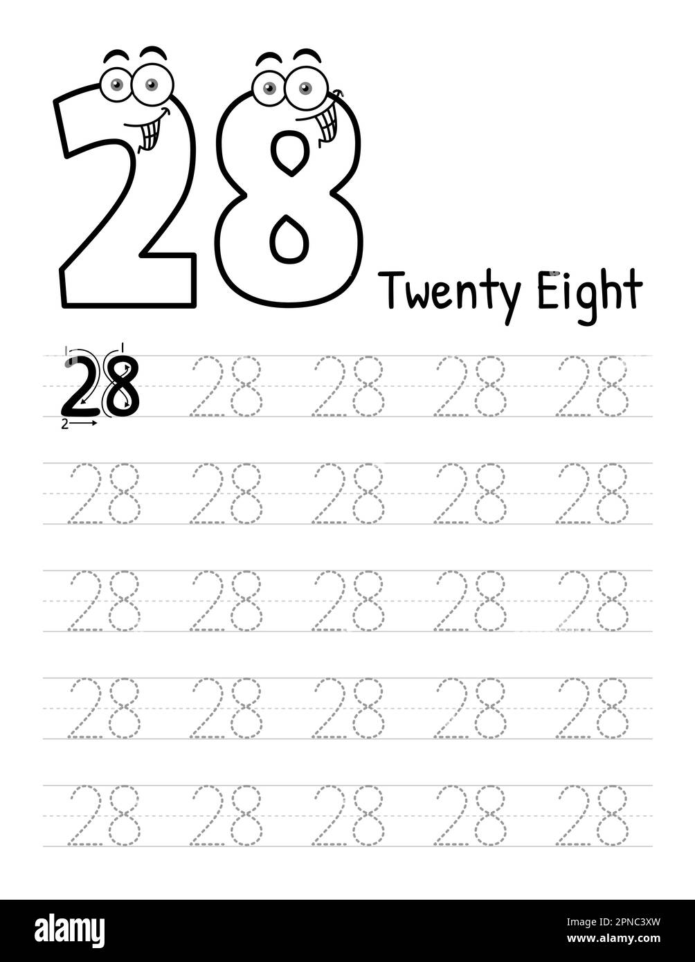 Number Tracing Interior For Kids. Children Writing Worksheet. Premium ...