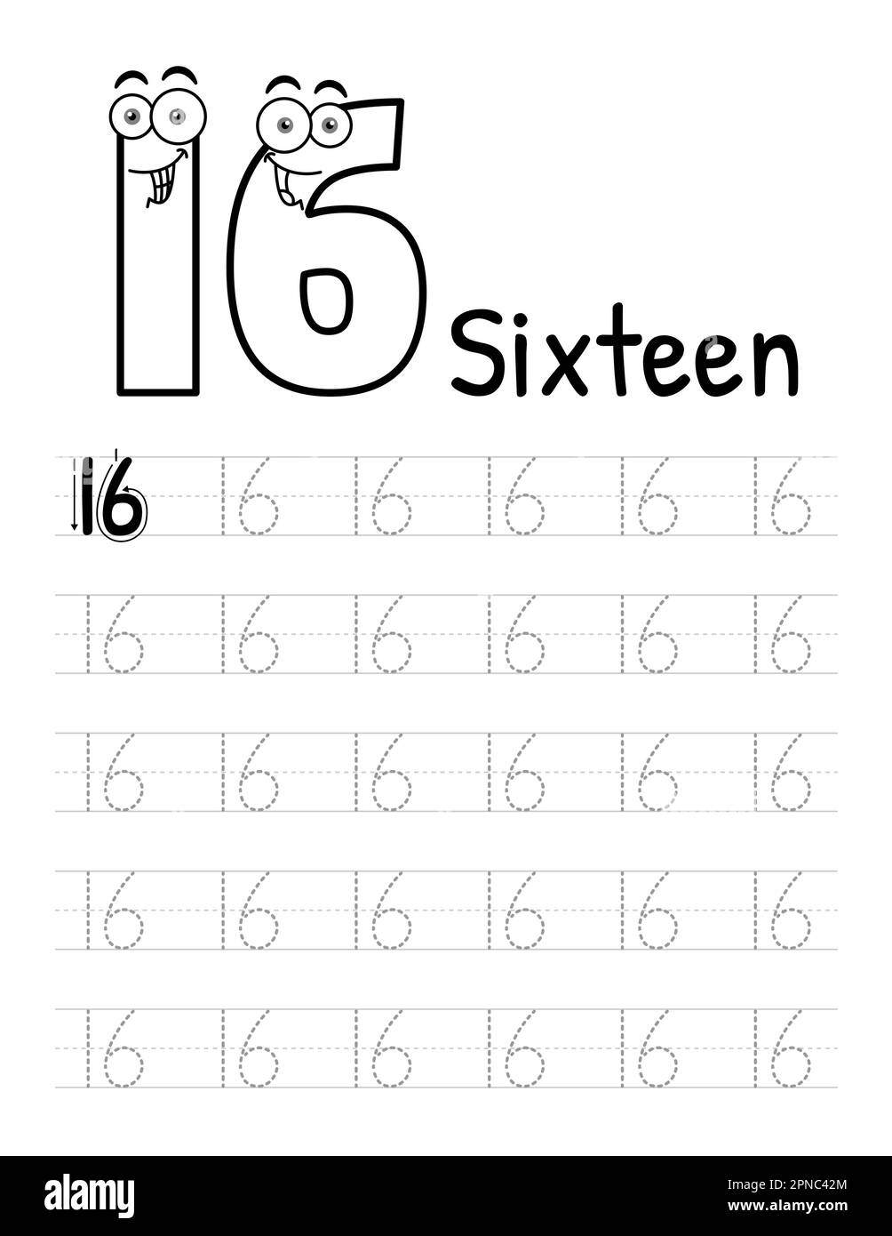 Number Tracing Interior For Kids. Children Writing Worksheet. Premium ...