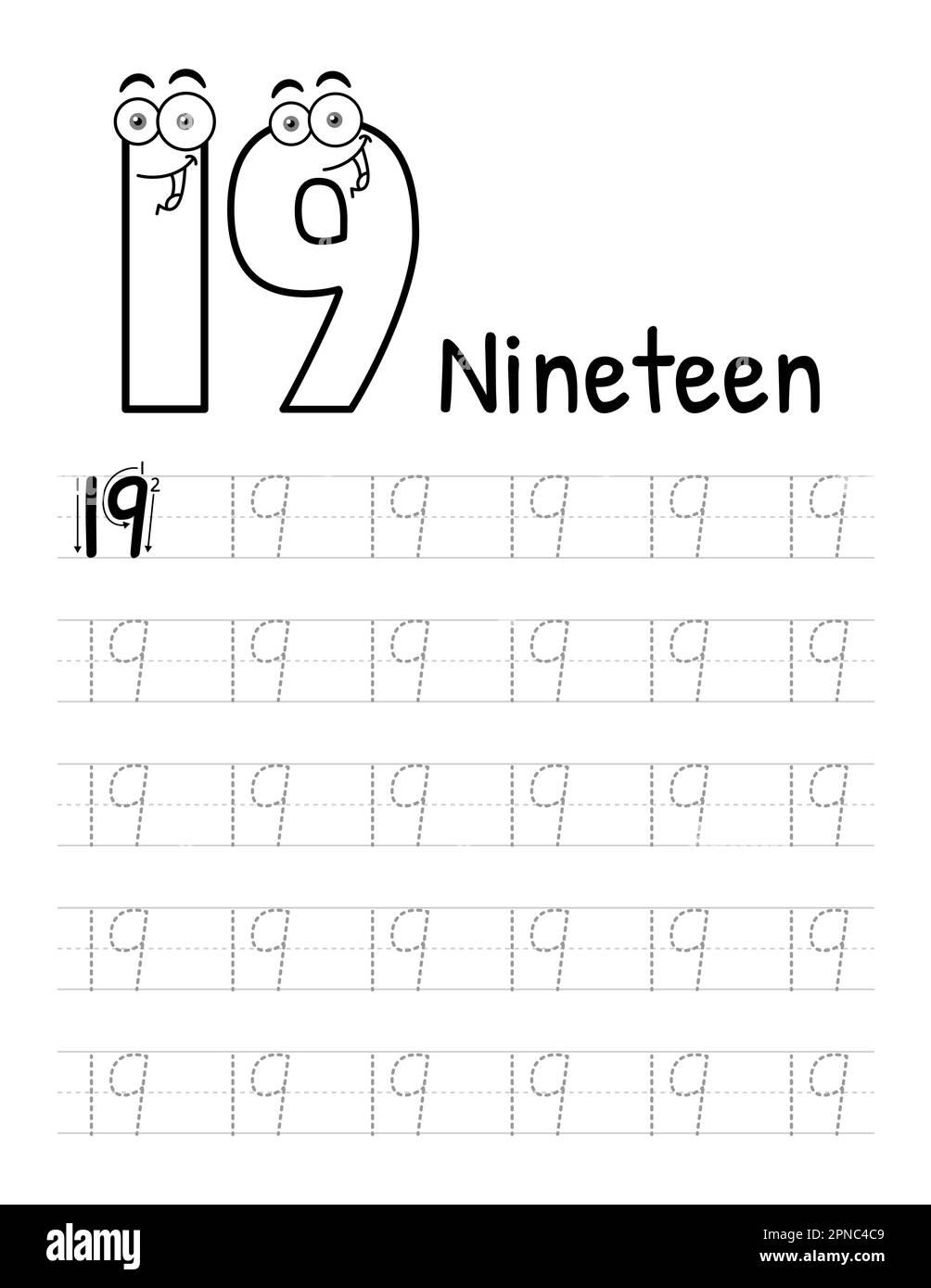 Number Tracing Interior For Kids. Children Writing Worksheet. Premium ...
