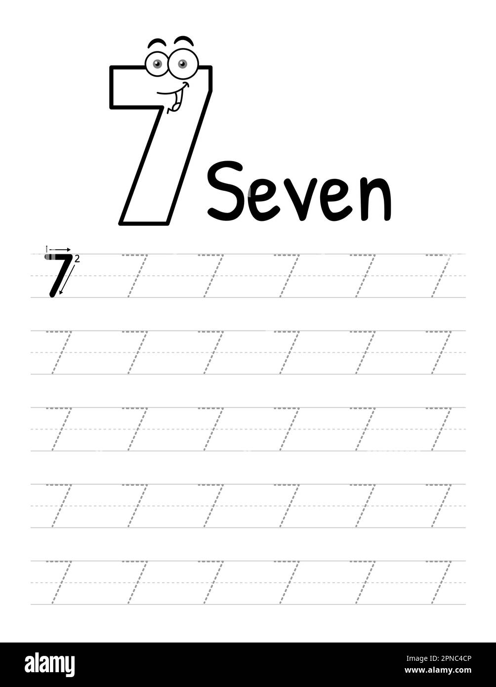 Number Tracing Interior For Kids. Children Writing Worksheet. Premium ...