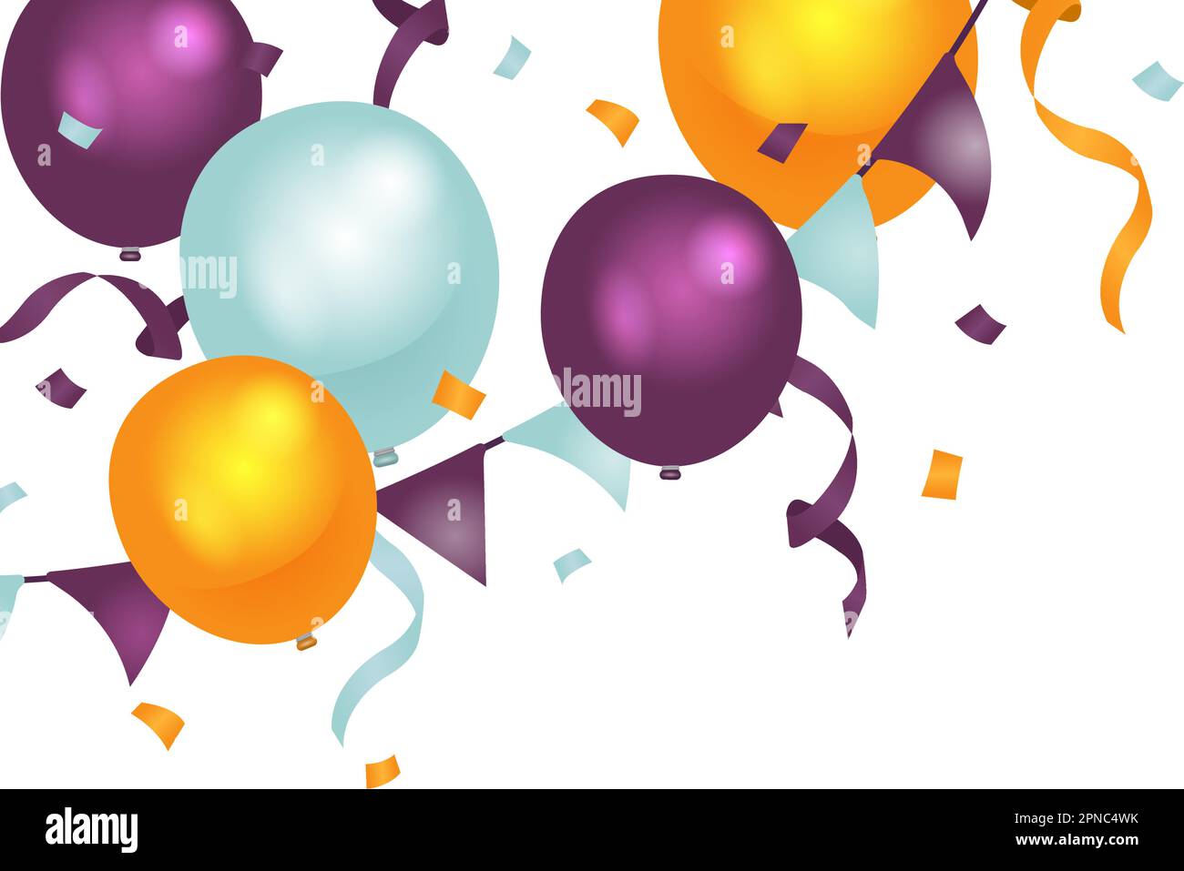 Colorful balloons illustration for left corner design elements Stock ...