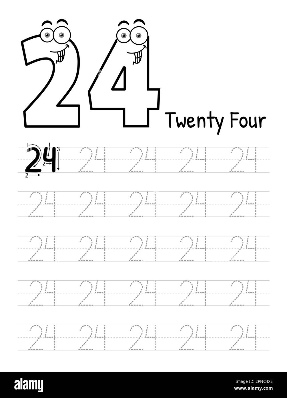 Number Tracing Interior For Kids. Children Writing Worksheet. Premium ...