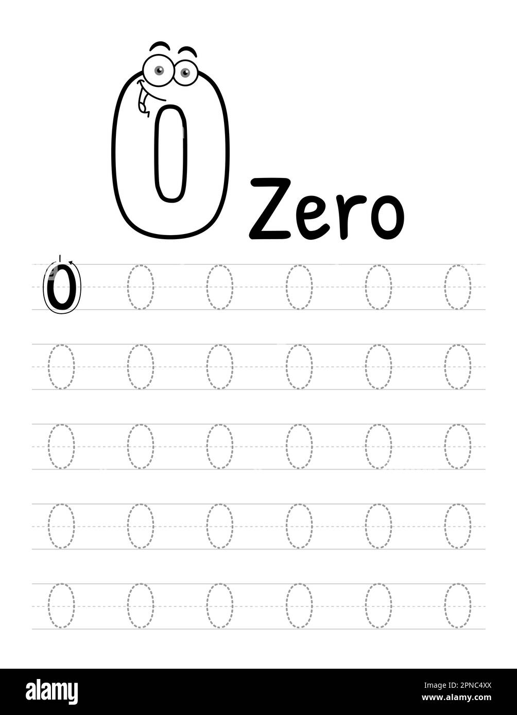 Number Tracing Interior For Kids. Children Writing Worksheet. Premium ...