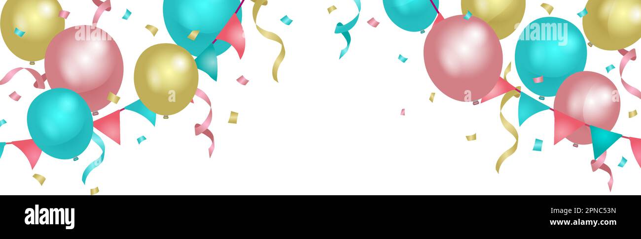 Colorful balloons illustration for corner design elements Stock Vector ...