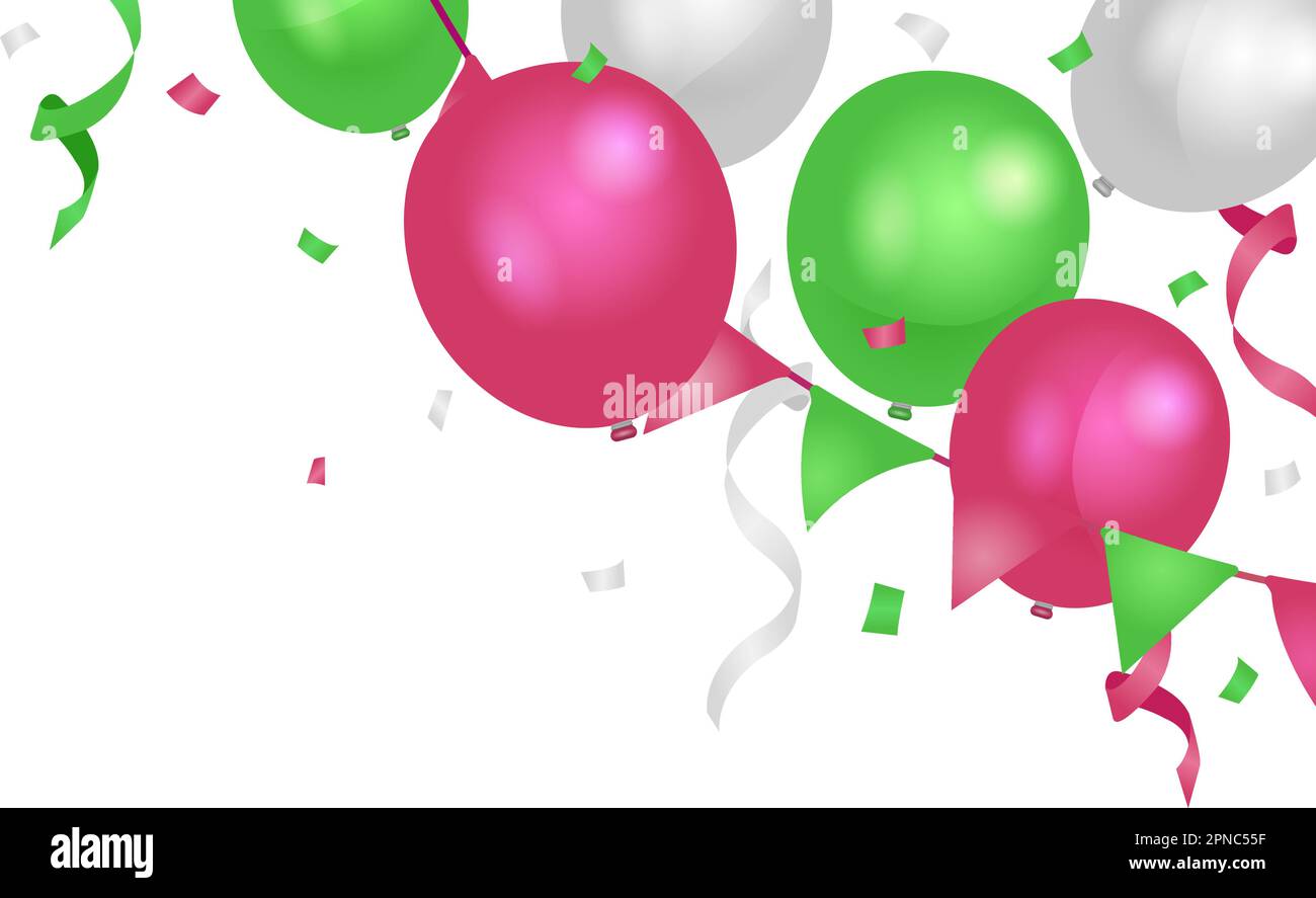 Colorful balloons illustration for right corner design elements Stock ...