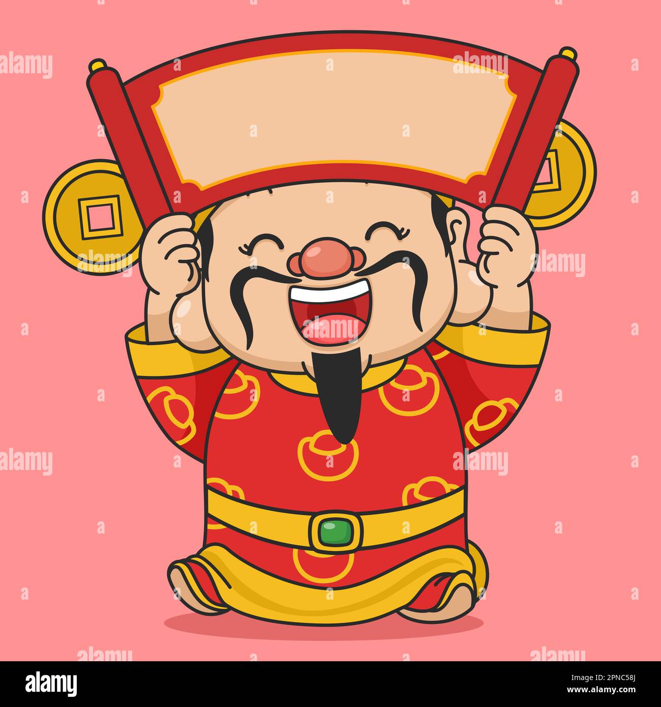 cute chinese fortune god holding scroll Stock Vector Image & Art - Alamy
