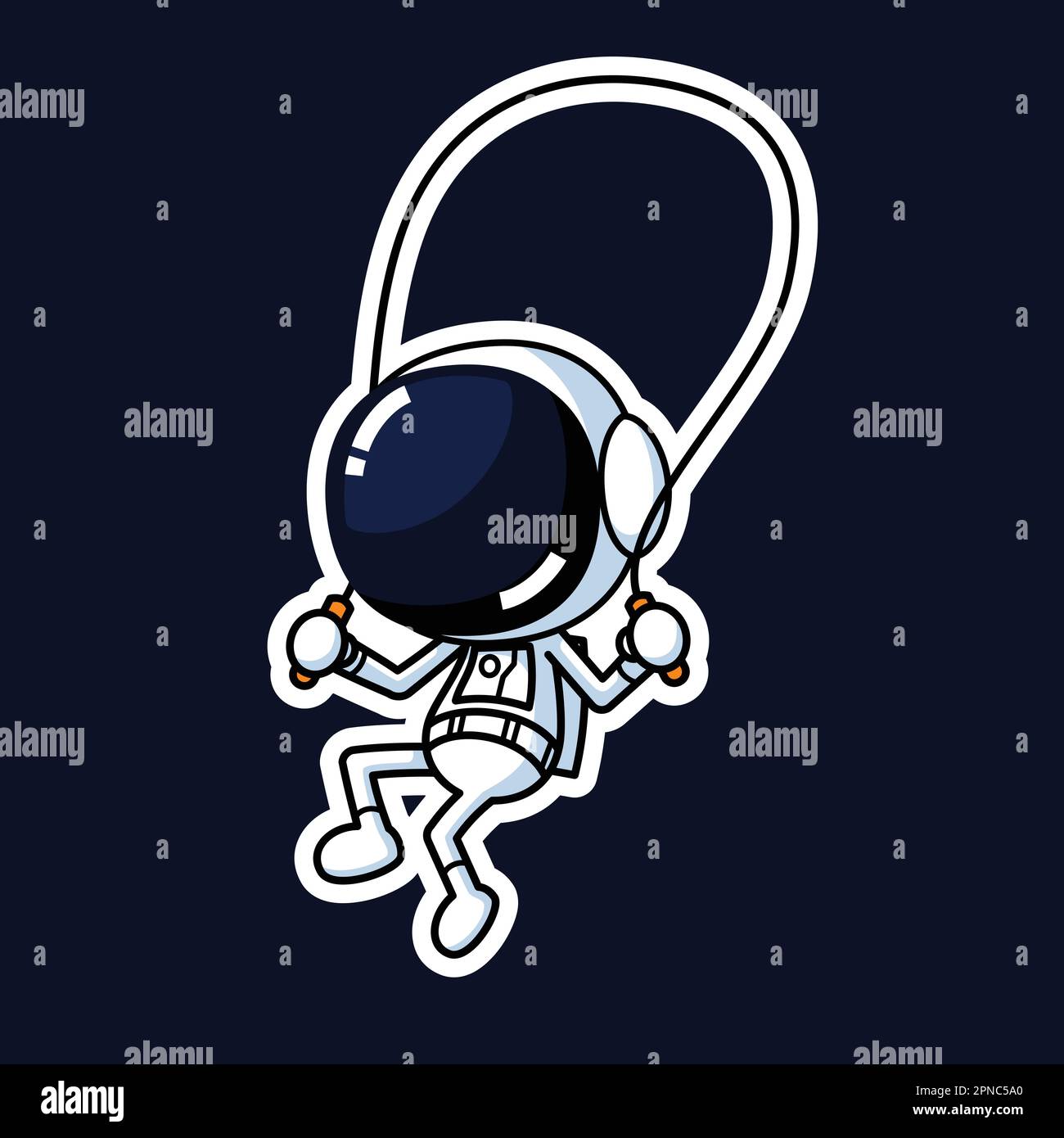 Cute Astronaut Cartoon Character Playing Skipping Rope. Premium Vector ...