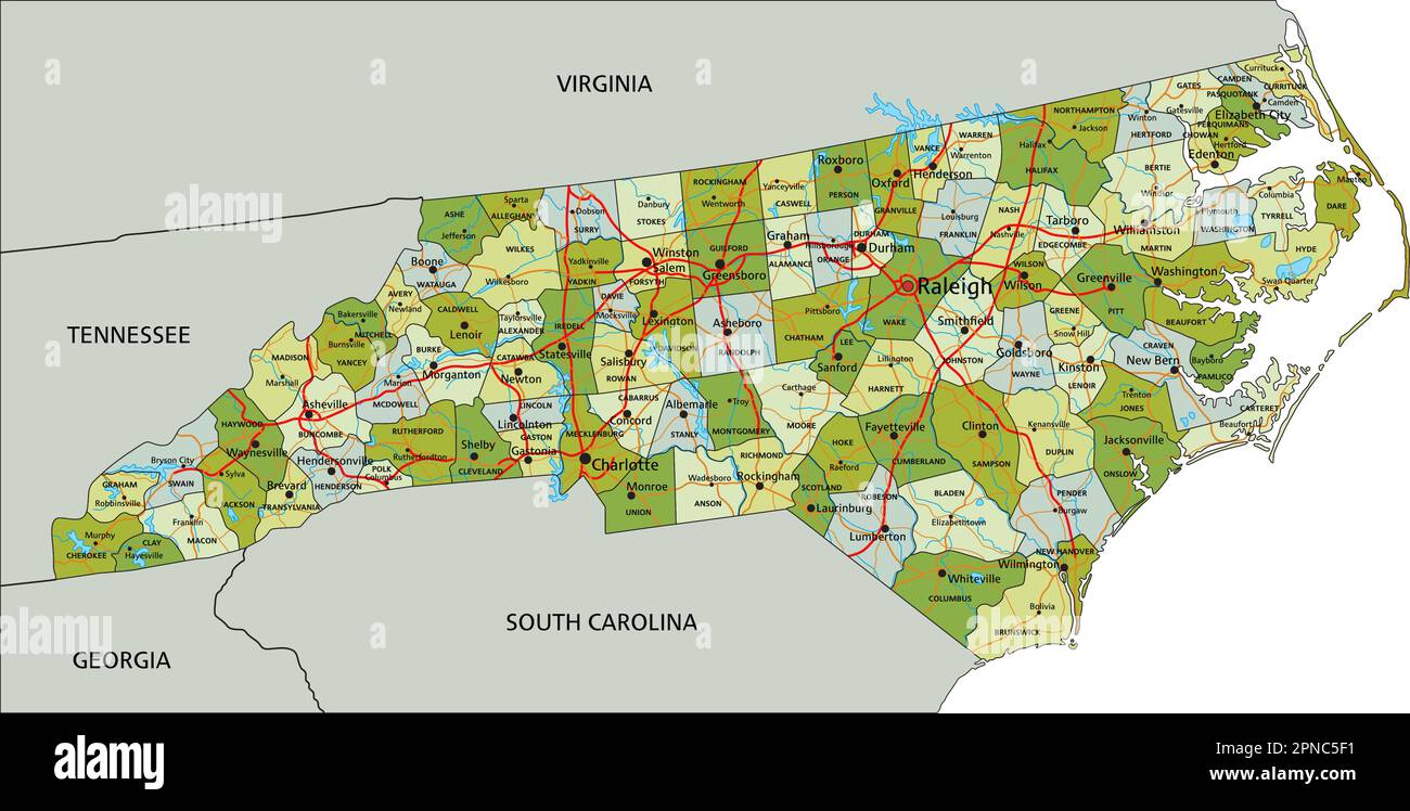 Highly detailed editable political map with separated layers. North ...