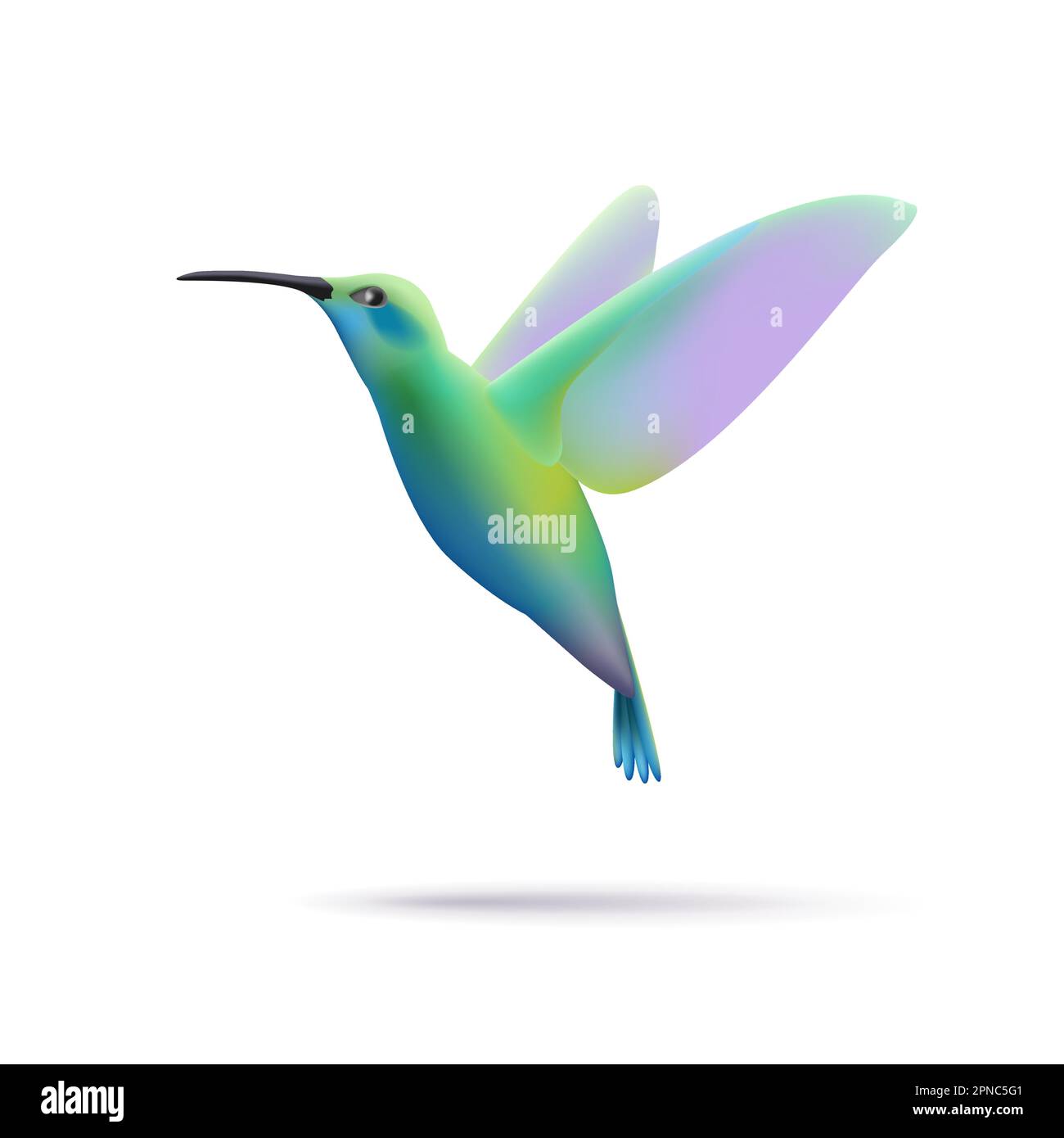 Flying colibri 3d illustration, soft gradient shape, isolated Stock ...