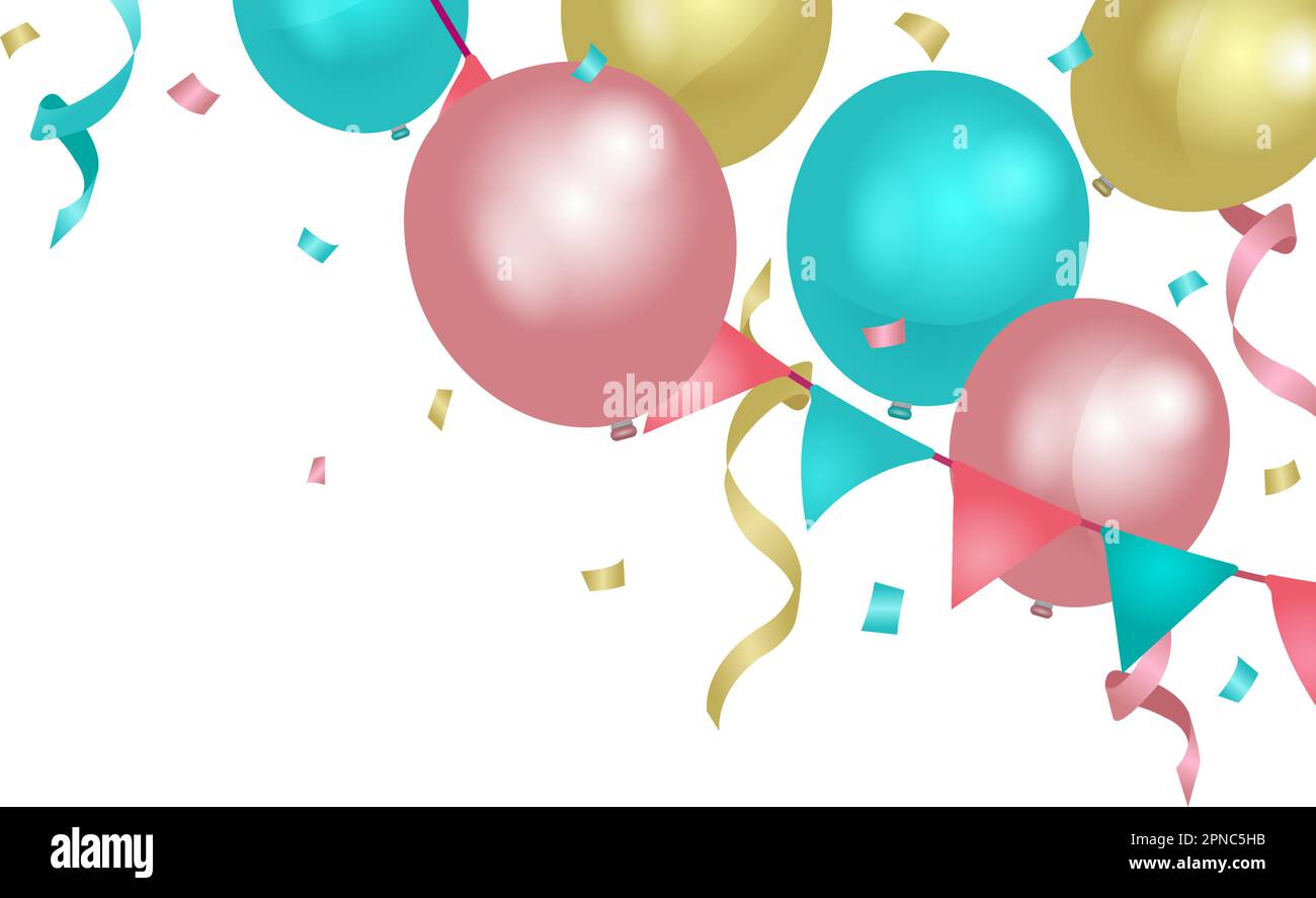 Colorful balloons illustration for right corner design elements Stock ...