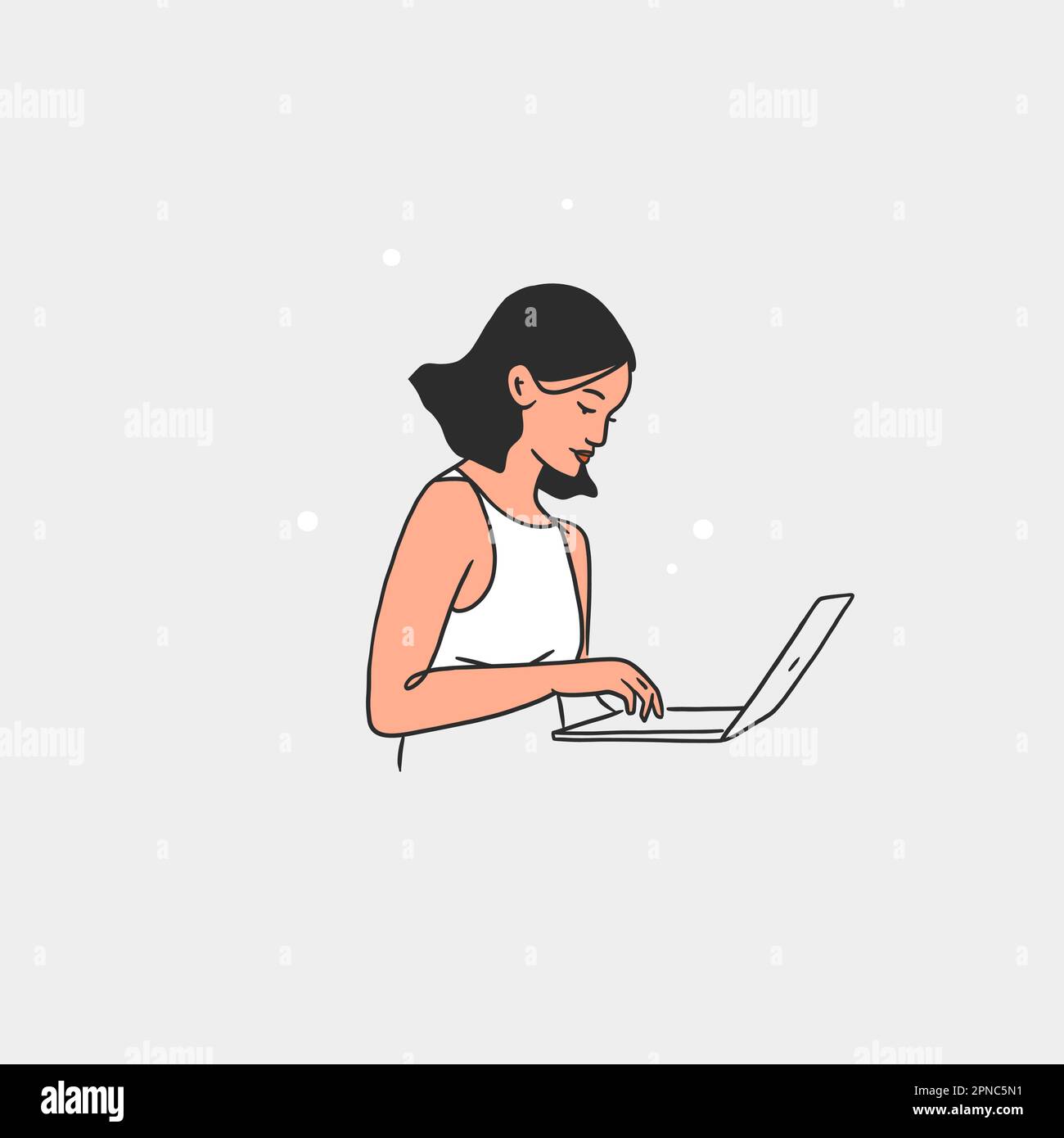 Hand drawn vector abstract line art cartoon illustration with young ...