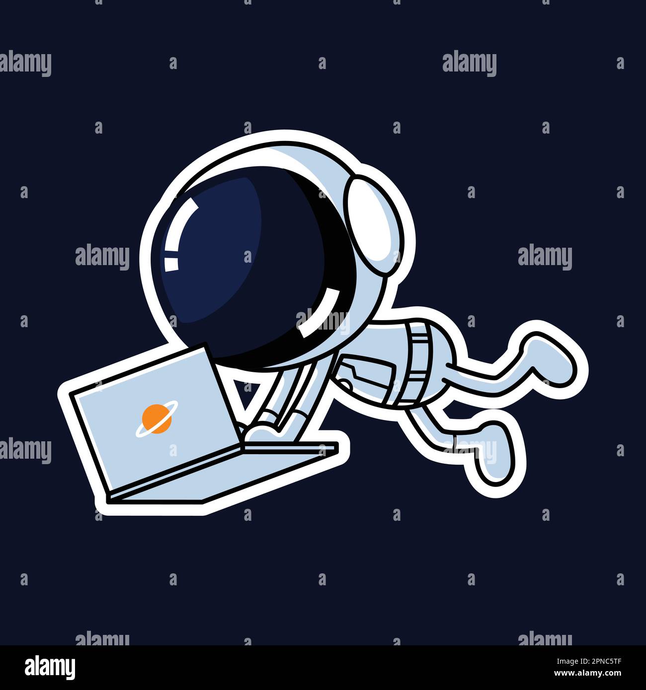 Cute Astronaut Cartoon Character On Laptop. Premium Vector Graphic ...