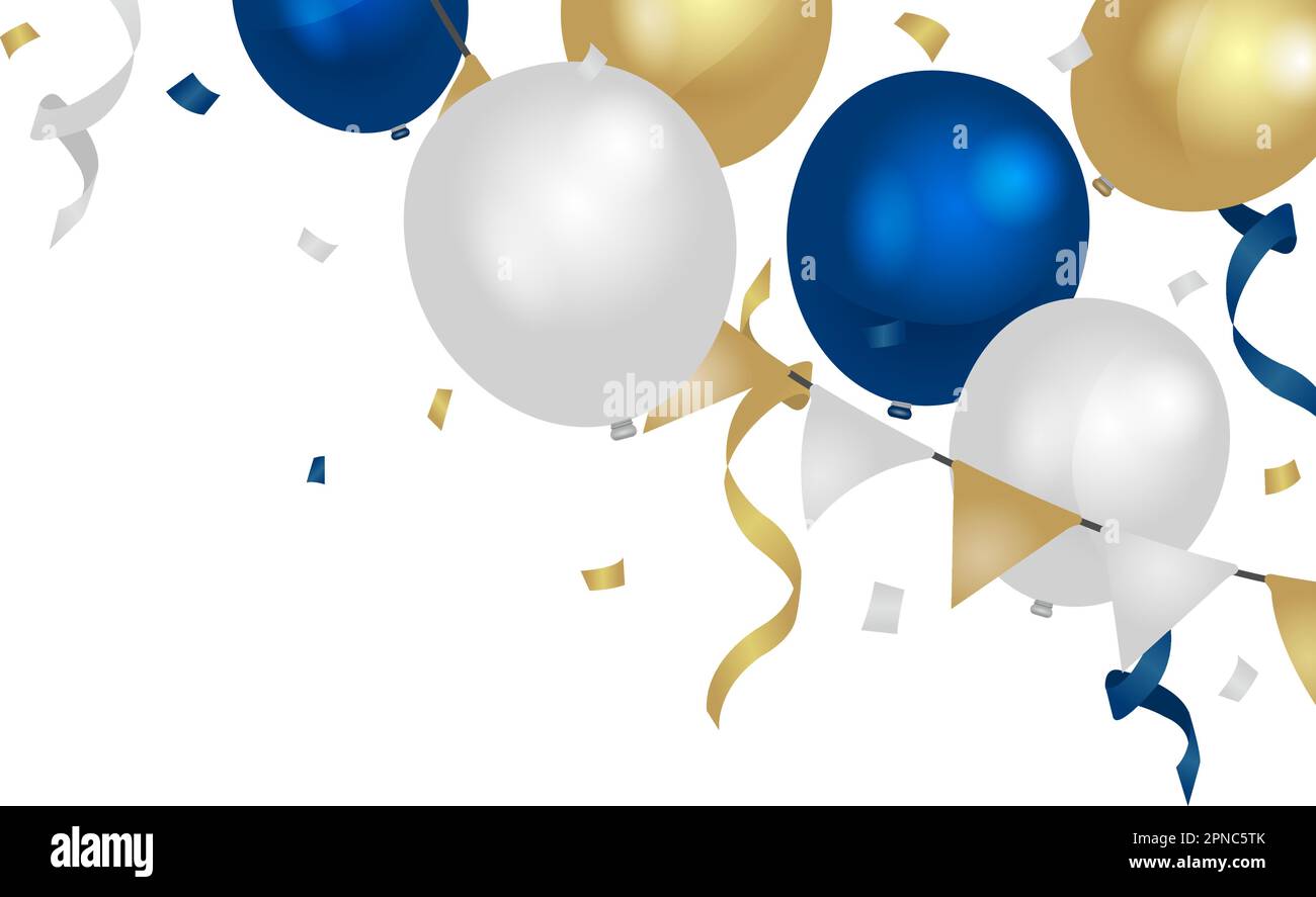 Colorful balloons illustration for right corner design elements Stock ...